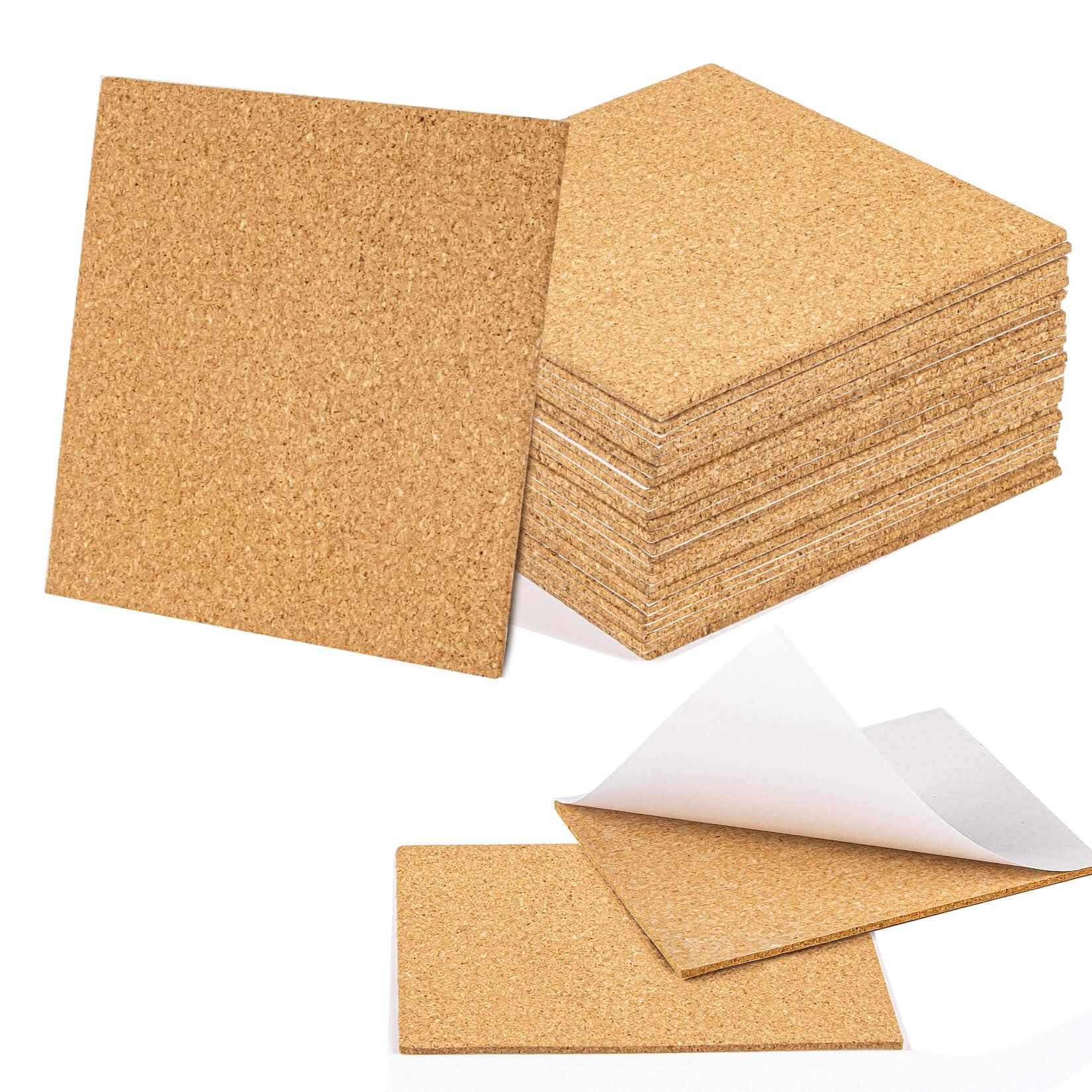 Amazon.com : Cork Coasters - 24 pcs Adhesive Cork Pads Square Cork ...