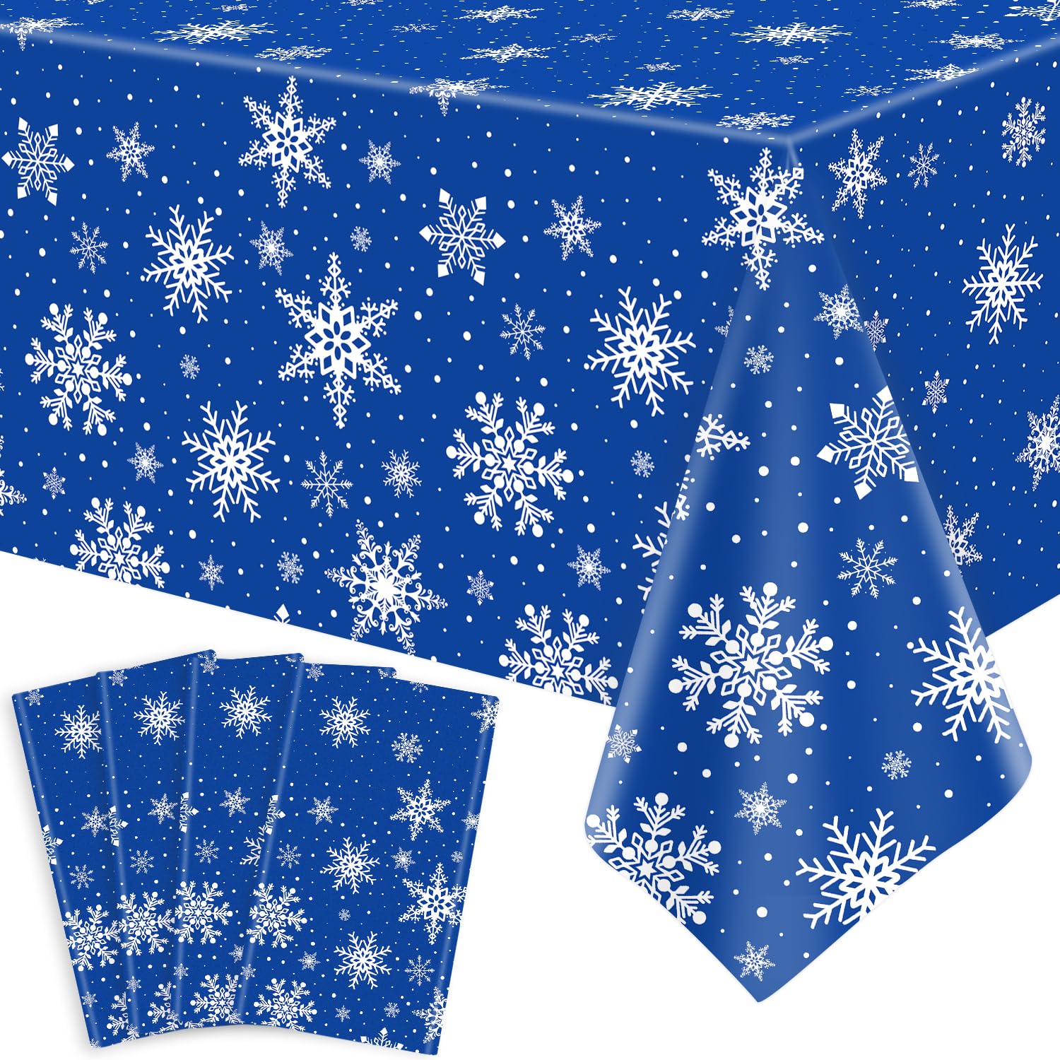 Amazon.com: TJYJOY 4 Pack Xmas Tablecloth Christmas Snowflake Table ...