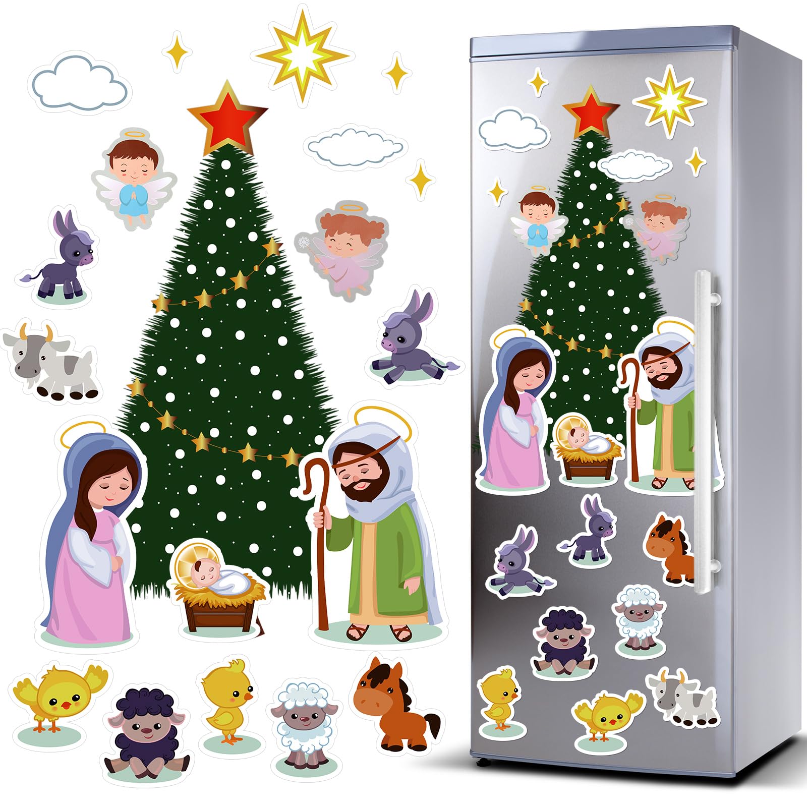 Snapklik.com : Christmas Nativity Scene Refrigerator Magnets Decal Set ...