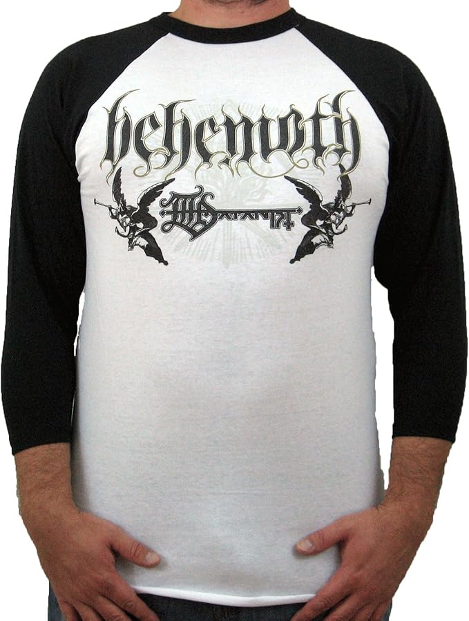 BEHEMOTH (Logo Jersey) Men's 3/4 Sleeve T-Shirt, White, XX-Large ...