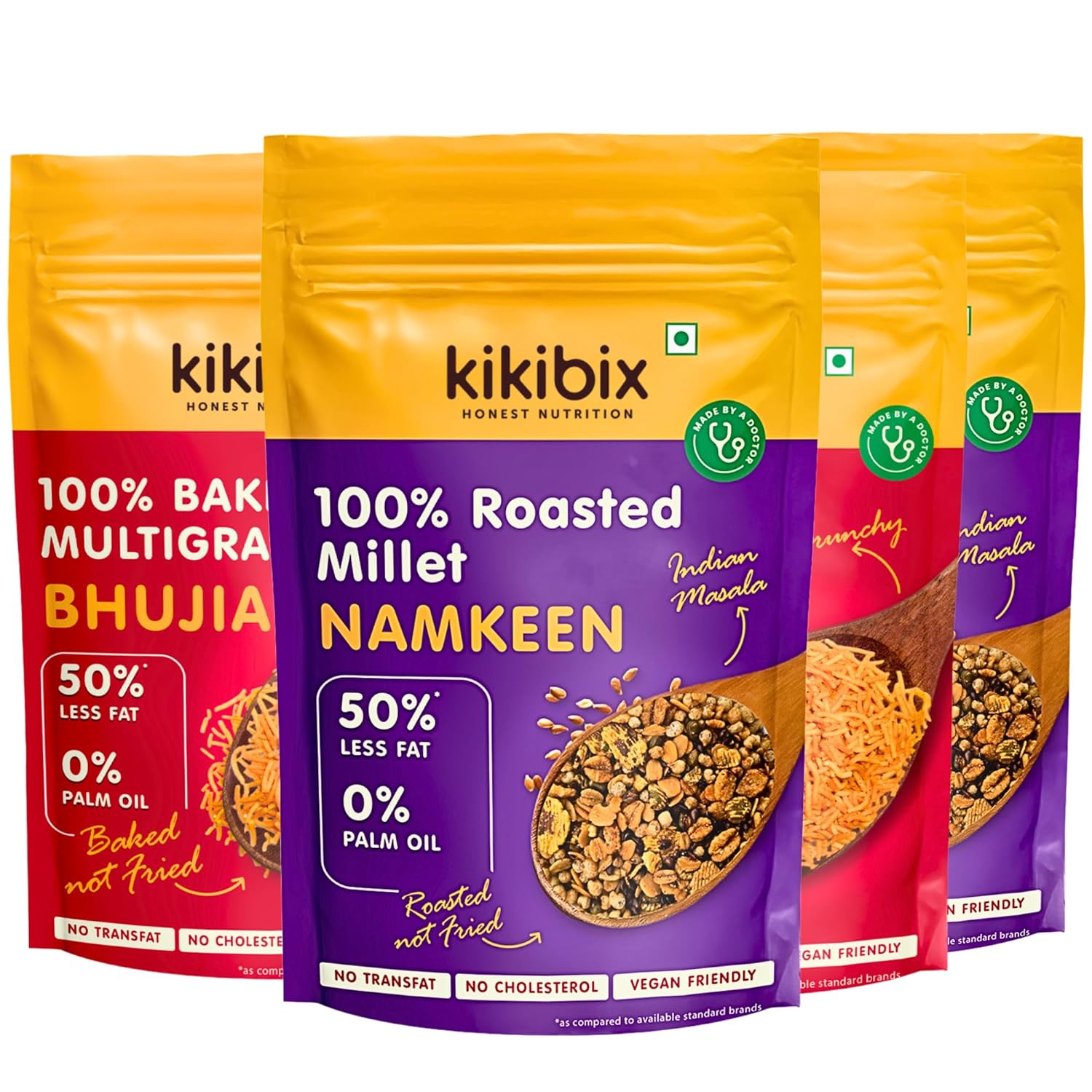 Kikibix Assorted Baked Millet Bhujiya & Roasted Millet Namkeen Combo ...