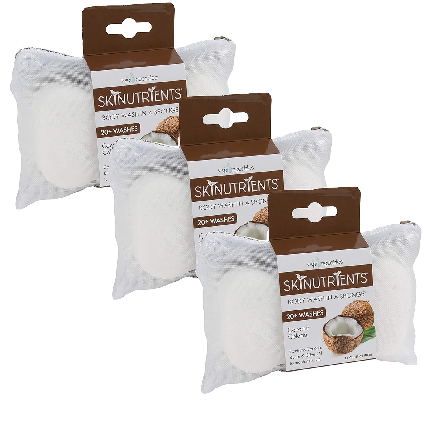 Amazon.com : Spongeables Body Wash in a 20+ Wash Sponge, Coconut Colada ...