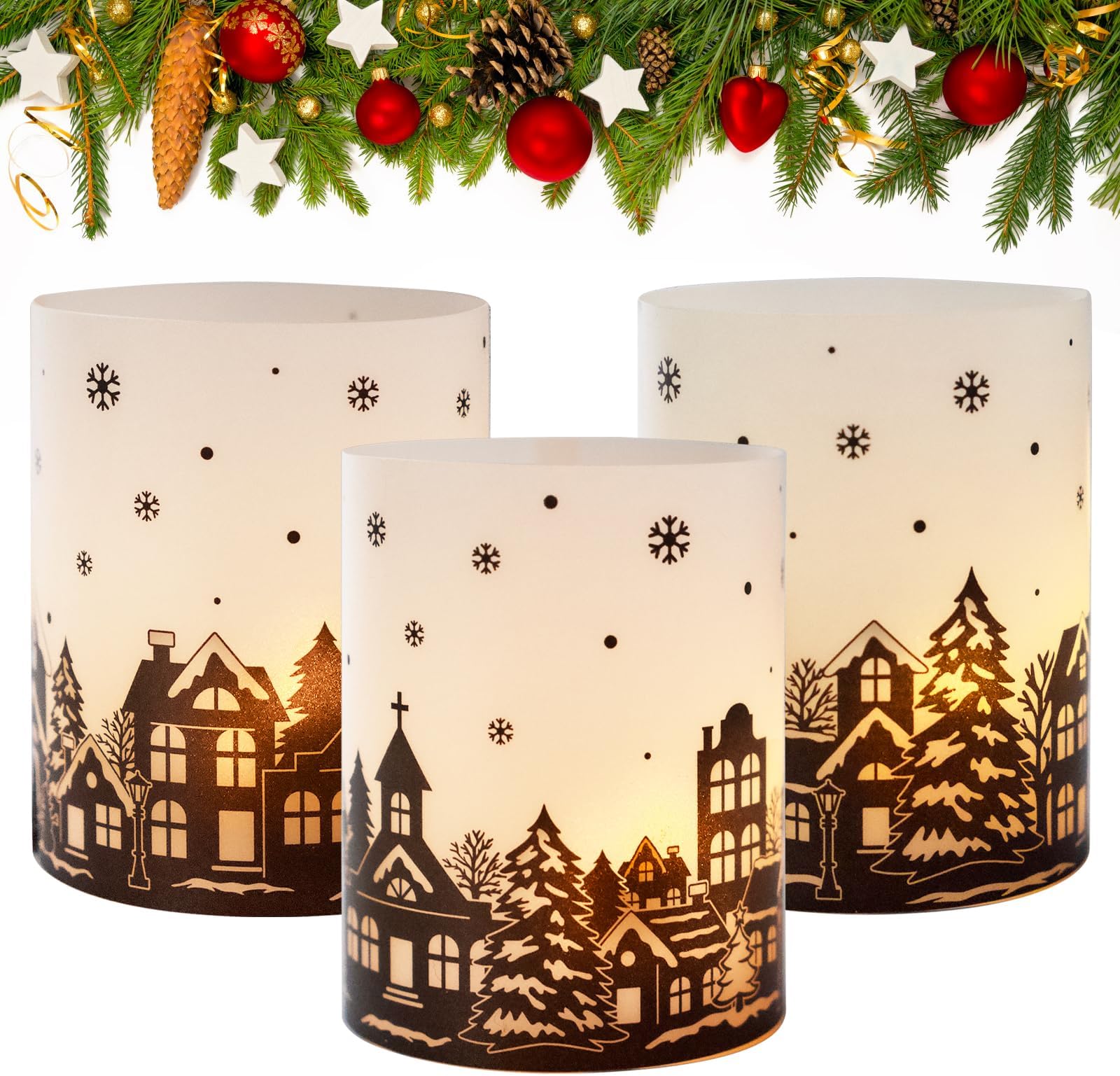 12pcs Photophores Décoratifs de Table Noël Château Feuille Photophore ...