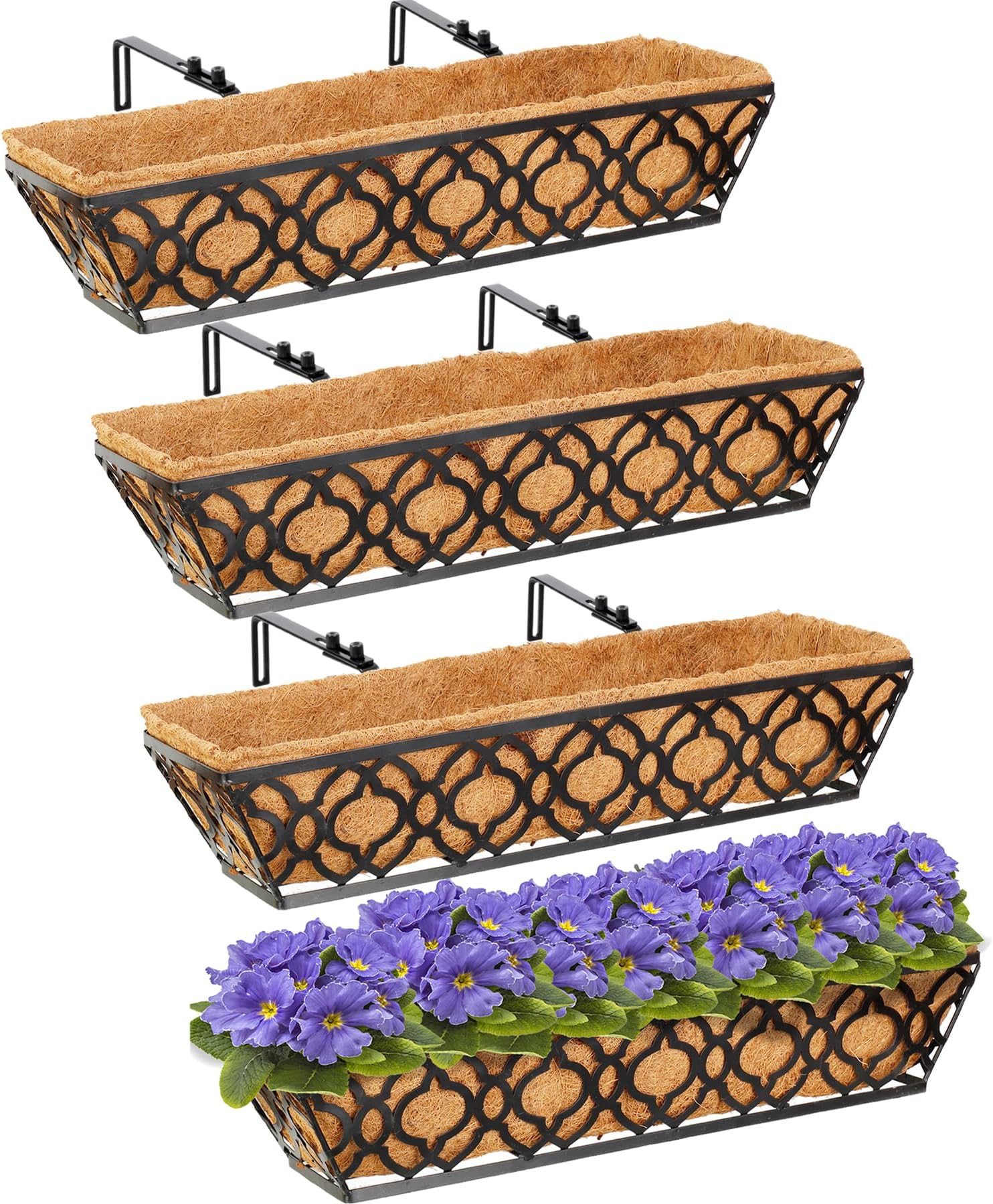 Amazon.com : Aulock 4 Sets 24in Window Boxes Railing Planter with ...
