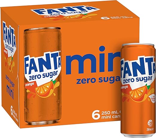 Fanta Orange Zero Sugar Soft Drink Mini Can Multipack 6 x 250 ml ...