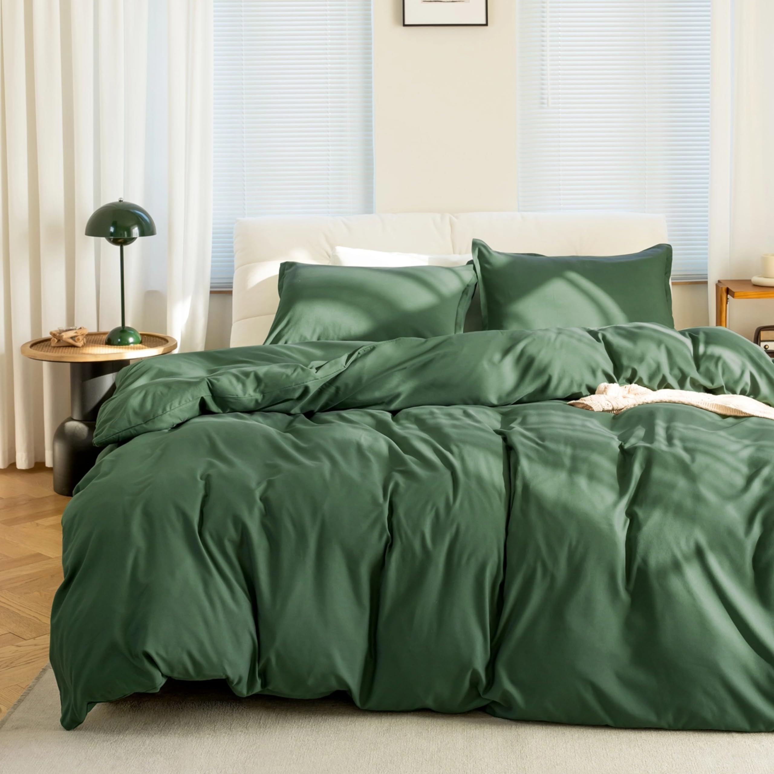 Amazon.com: Bedsure Sage Green Duvet Cover Queen Size - 3 Pieces ...