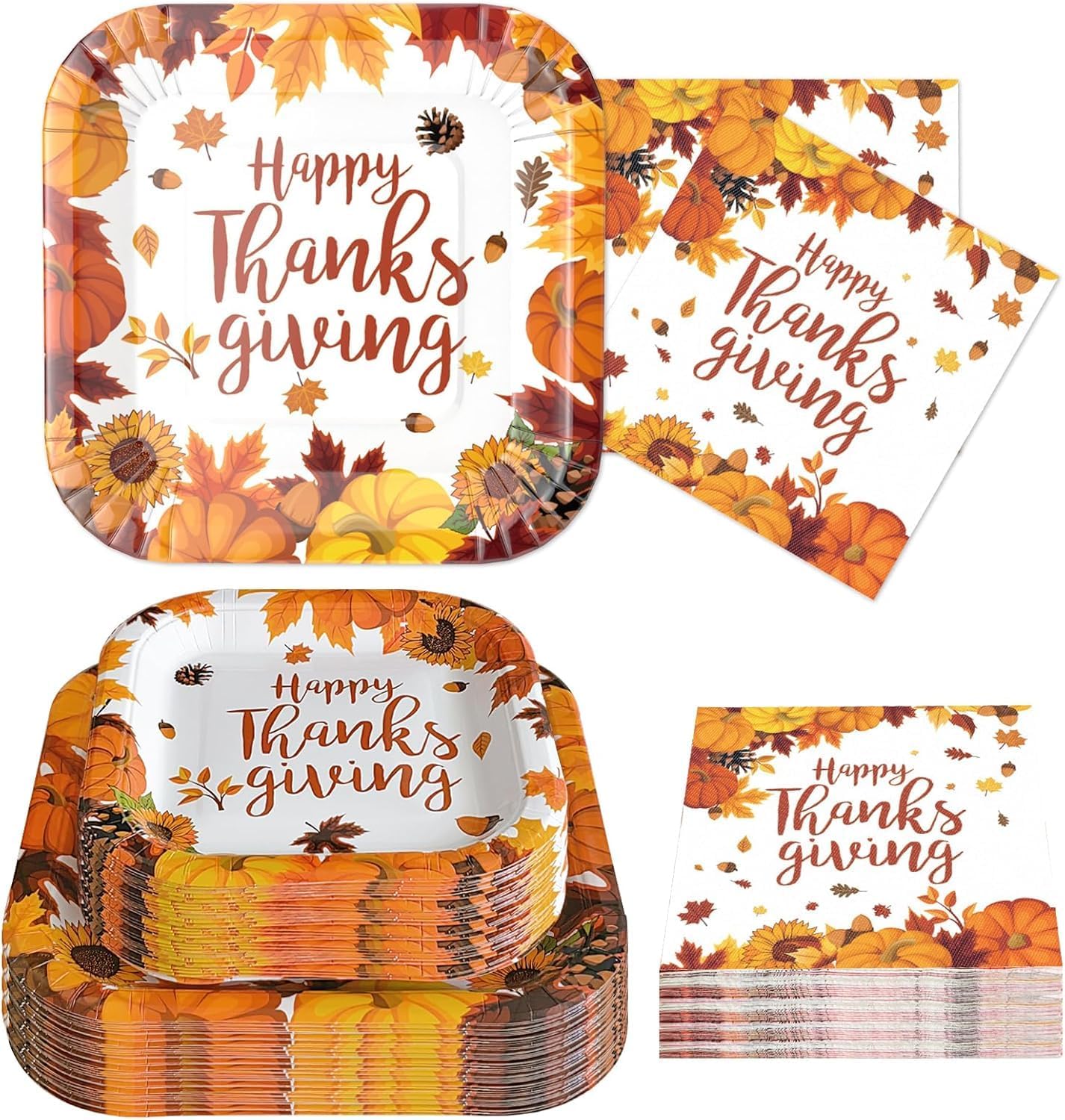 Amazon.com: Glinarious Thanksgiving Paper Plates and Napkins ...