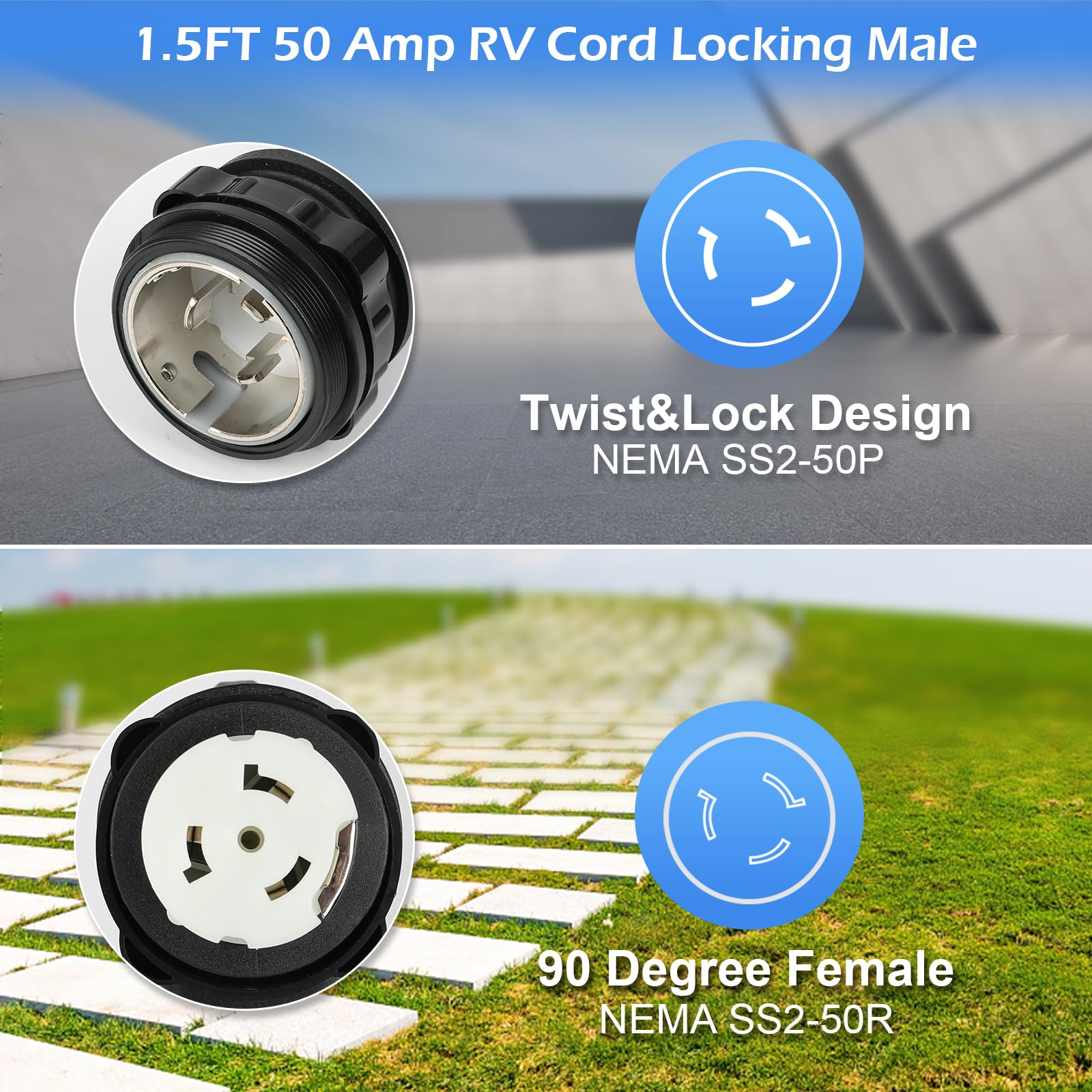 Snapklik.com : 1.5FT 50 Amp RV Power Adapter Cord, NEMA SS2-50P To SS2 ...
