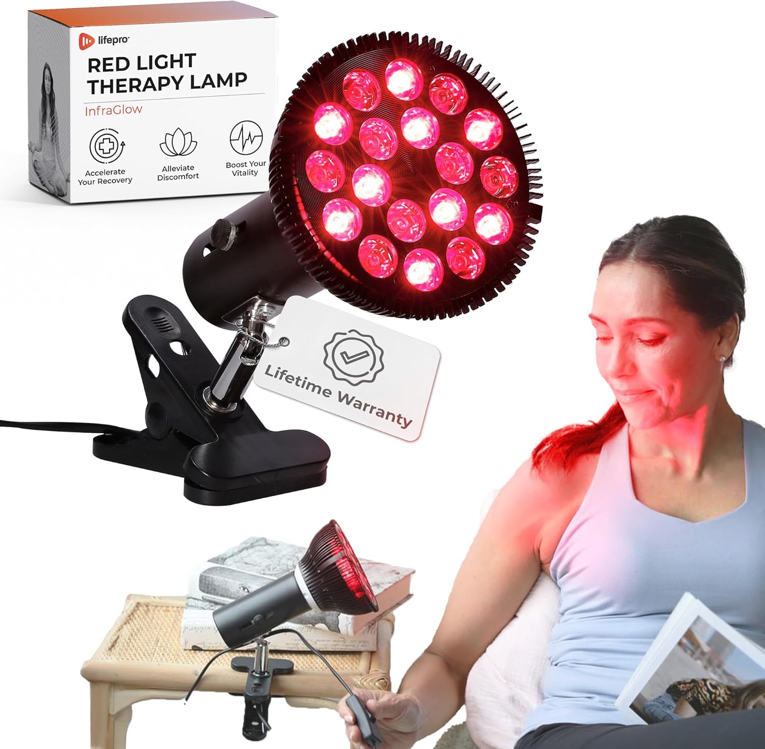 LifePro InfraGlow NIR & Red Light Therapy Lamp - Infrared Red Light ...
