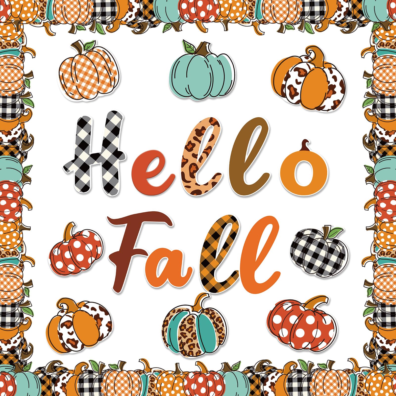 Amazon.com: Whaline 83Pcs Hello Fall Bulletin Board Kit Pumpkin ...
