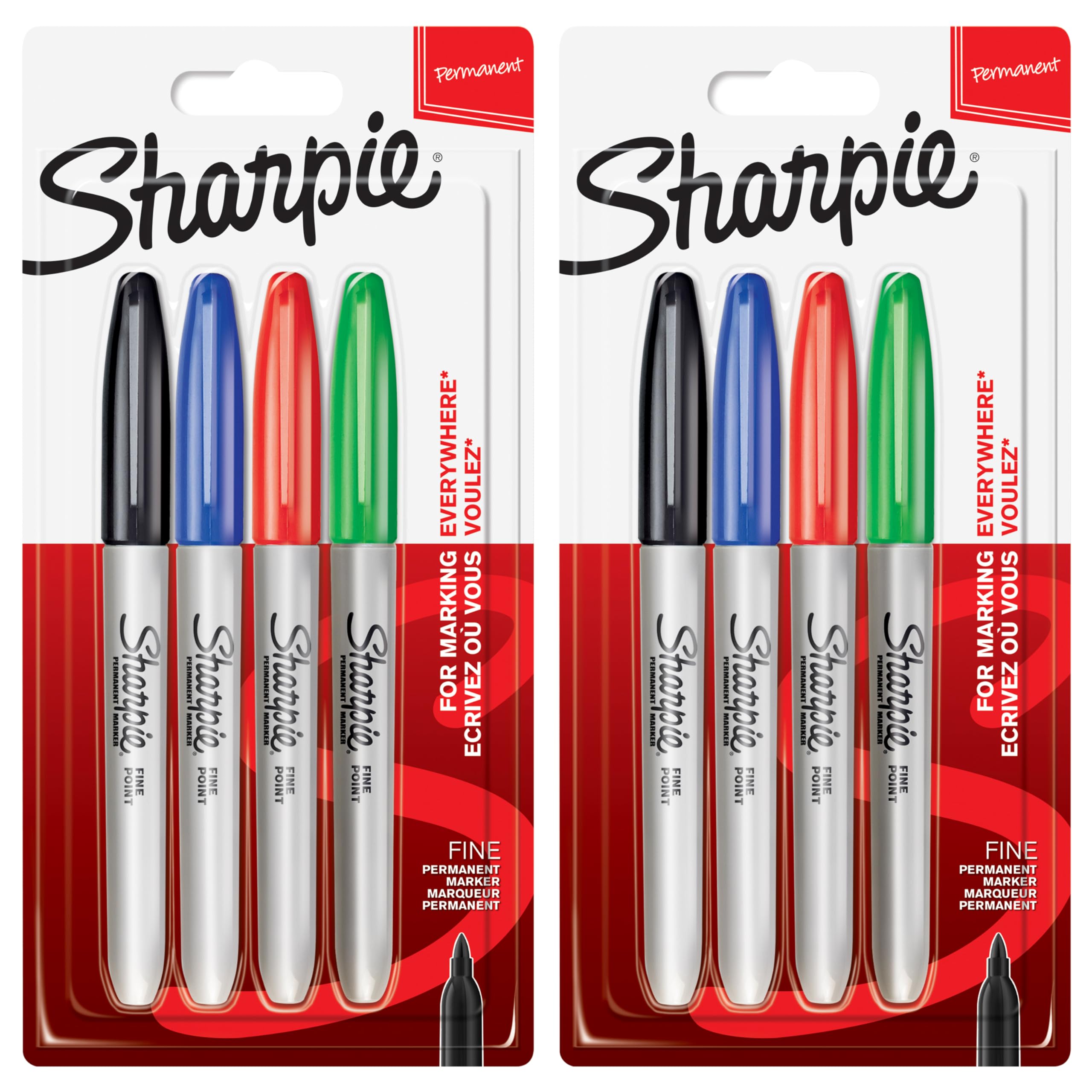Sharpie Permanent Markers | Fine Point | Assorted Standard Colours | 4 ...