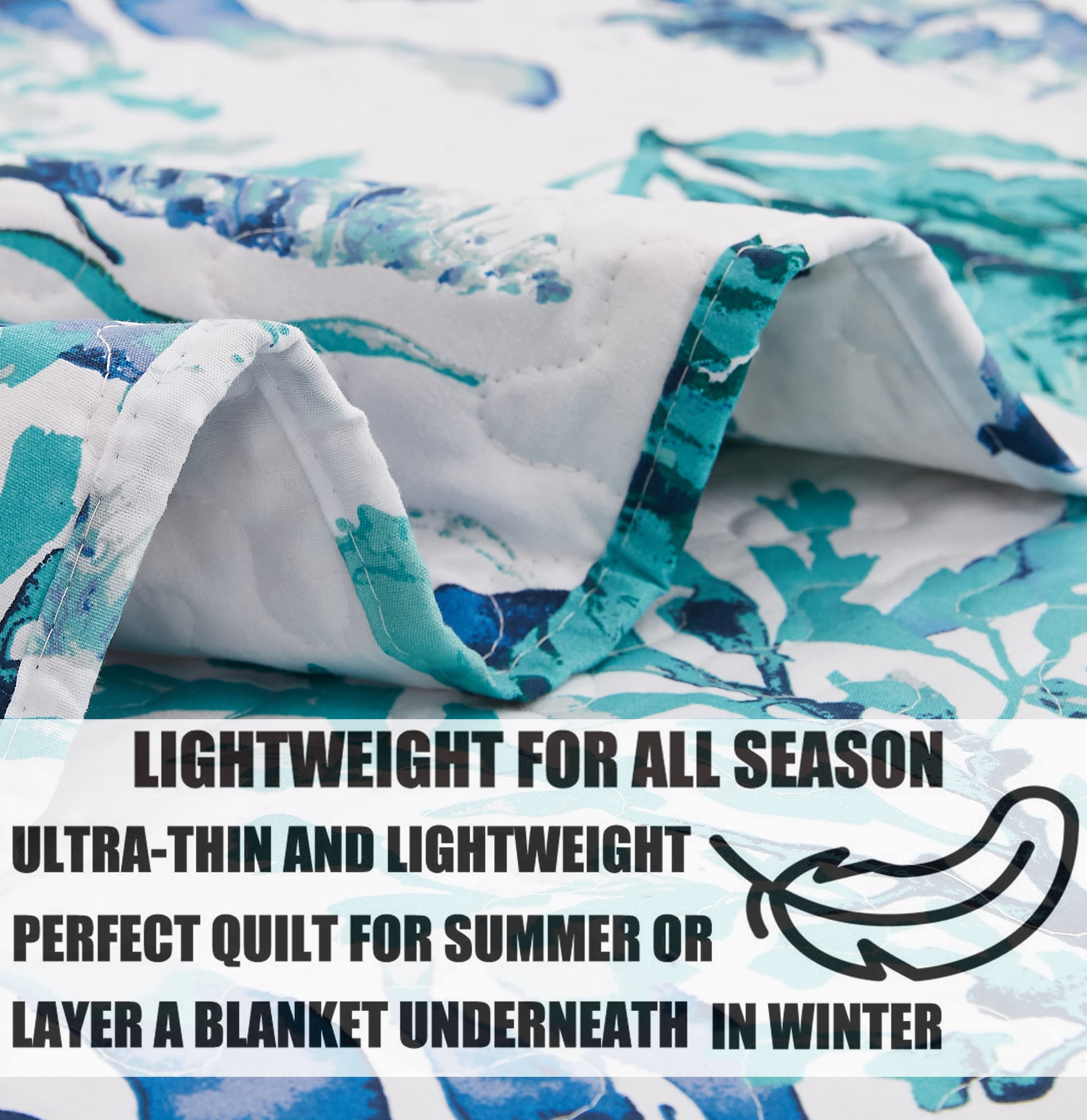 3-Piece Green Seascape Lightweight Quilt Set,Beach Ocean Themed ...