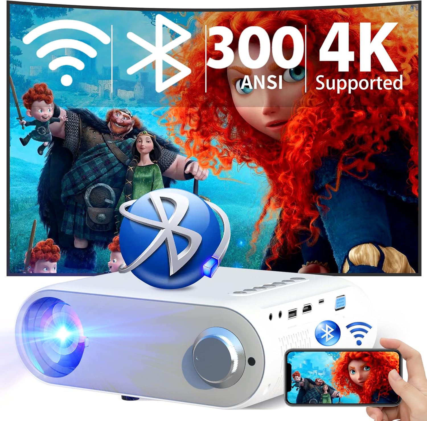 Amazon.com: Projector with WiFi and Bluetooth, Native 1080P Outdoor ...
