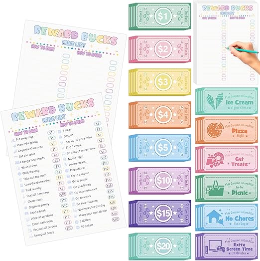 Amazon.com: Mooliwe 565 Pcs Kids Reward Bucks Charts Good Behavior ...
