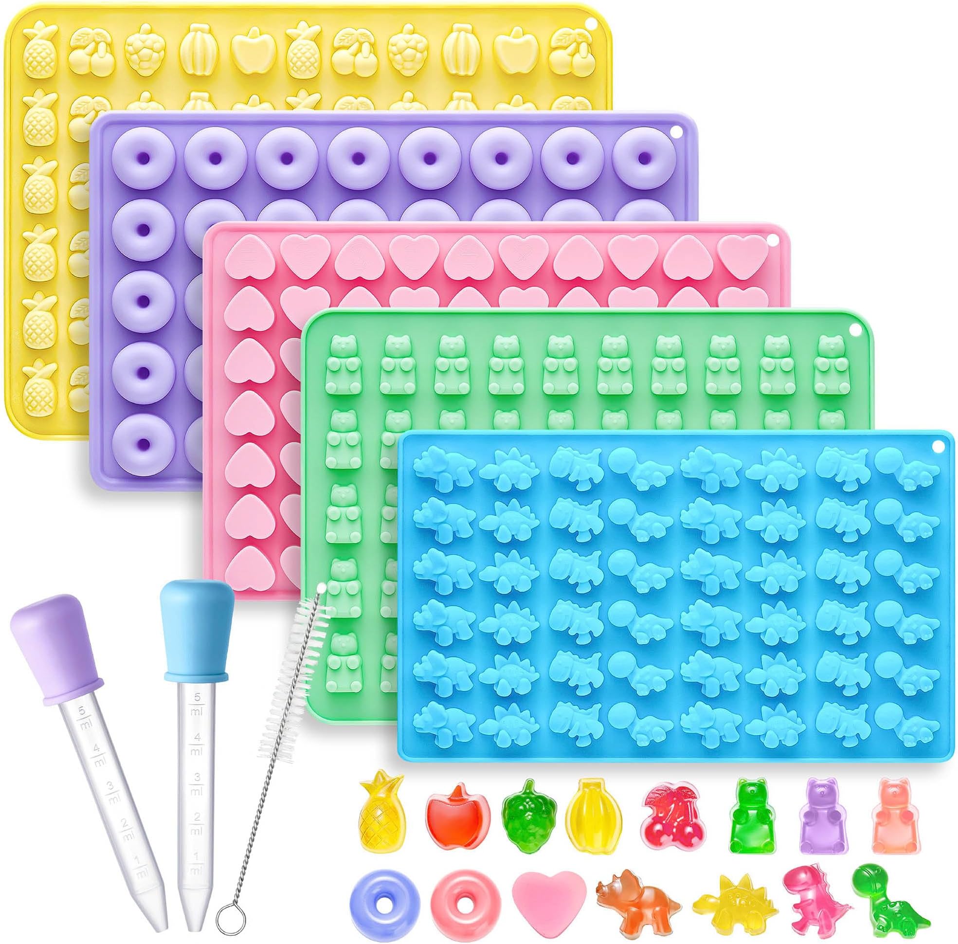 Amazon.com: Silicone Gummy Molds Set of 5, Non-stick Candy Chocolate ...