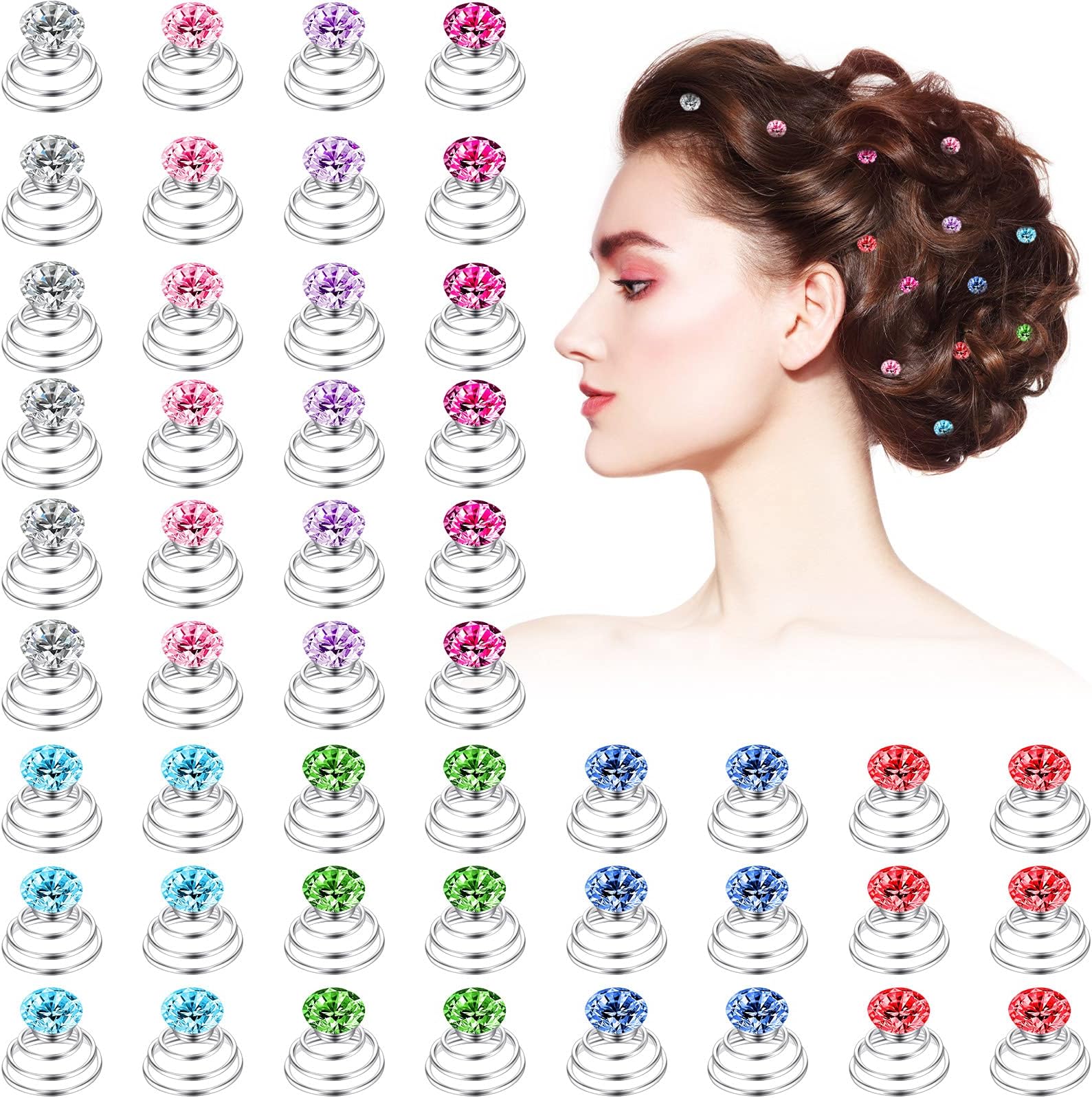 Amazon.com : WILLBOND 60 Pieces Rhinestone Crystal Twisters Set Spiral ...