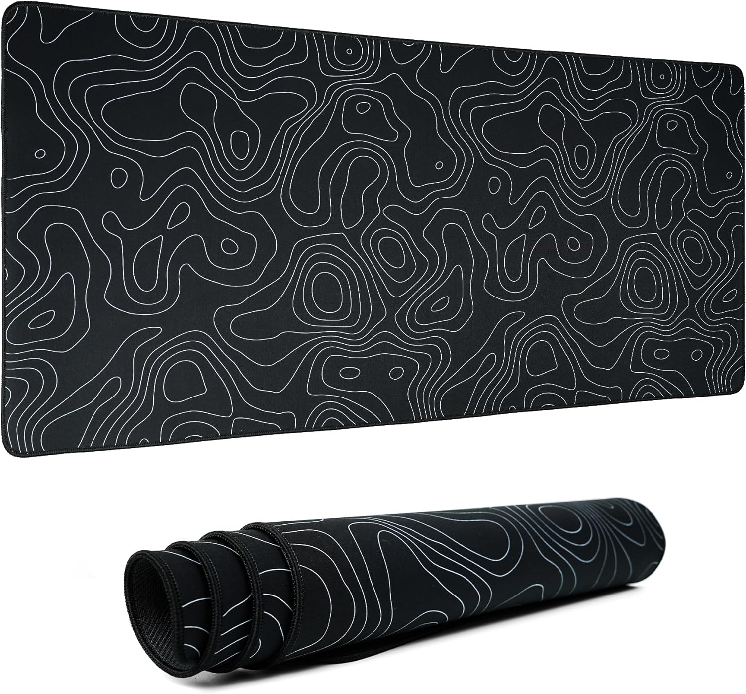 Amazon.com: Black XXL Gaming Mousepad,Topographic map Desk mat，Stitched ...