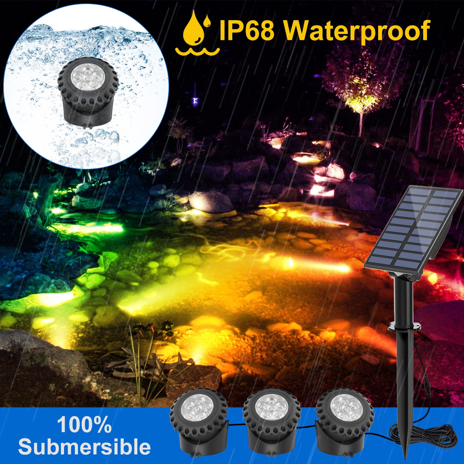 Snapklik.com : T-SUN Solar Fountain Lights Submersible Solar LED ...