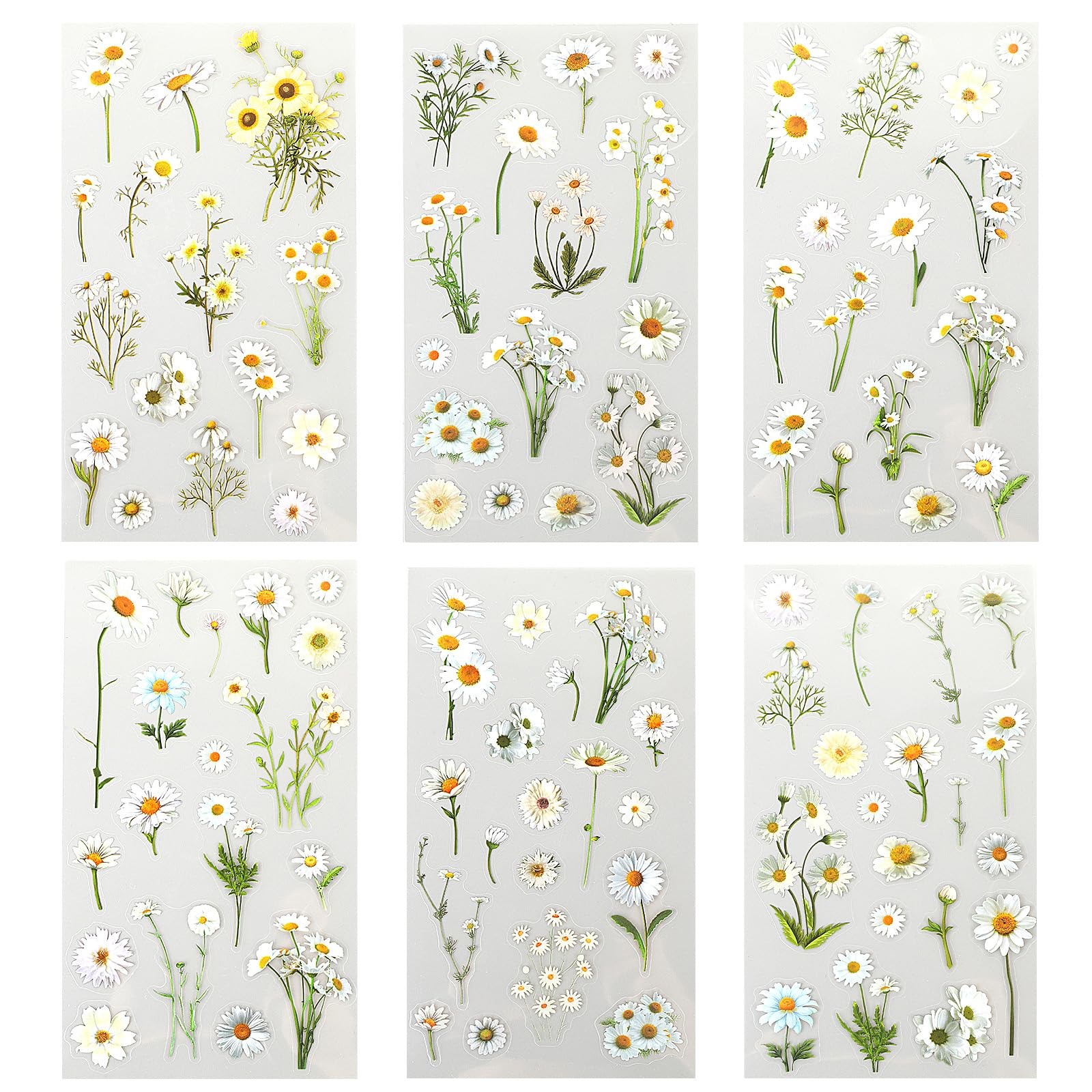 Daisy Stickers, 6 Pcs Decals for Crafts Waterproof Flower Stickers ...