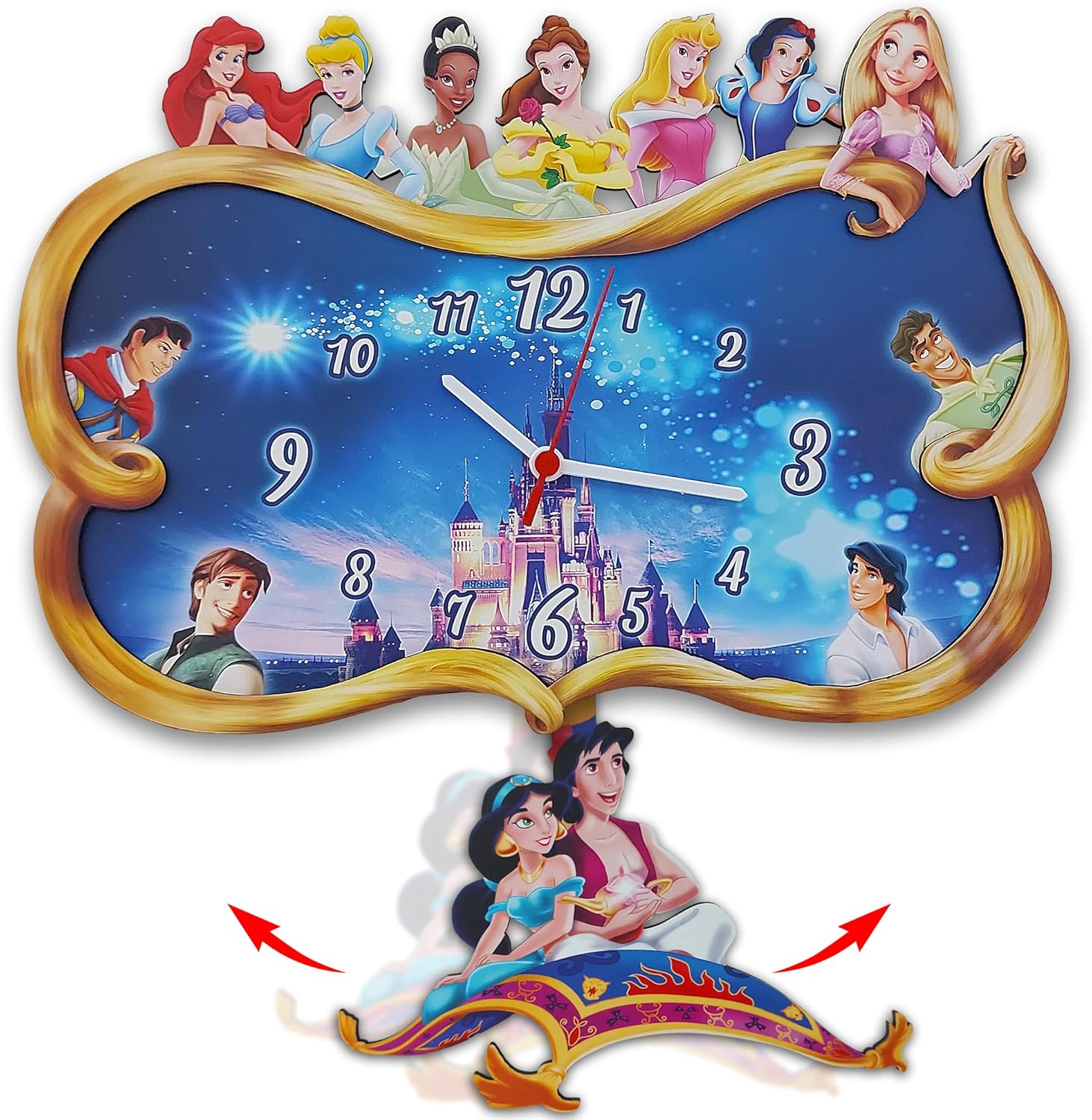Trend Tick Prince and Princess Themed Swinging Wall Clock, Fairy Tale ...