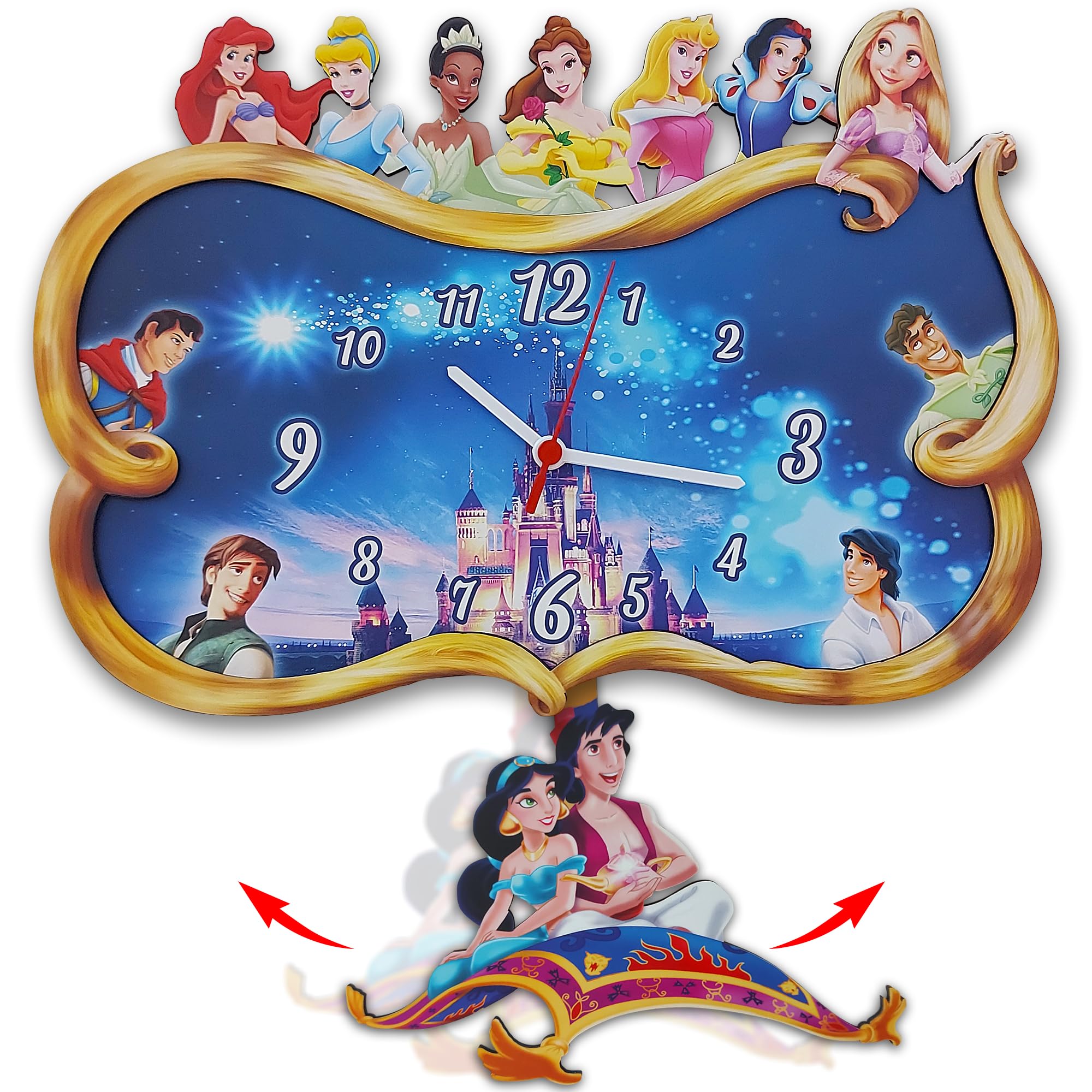 Amazon.com: Trend Tick Prince and Princess Themed Swinging Wall Clock ...