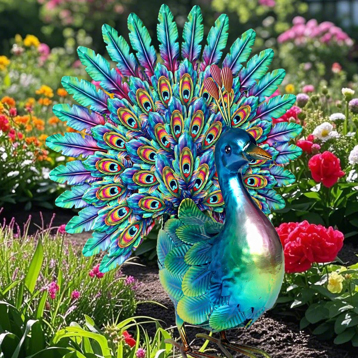 Amazon.com: Natelf Peacock Statue Outdoor Yard Decor Metal Bird Lawn ...