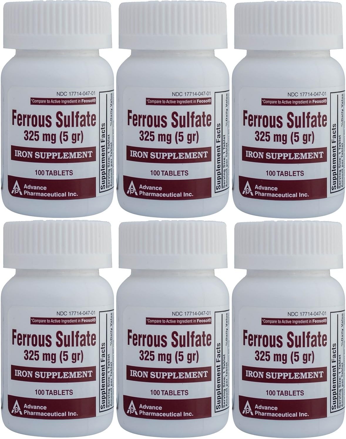 Amazon.com: Ferrous Sulfate Iron Supplement 325 mg (5GR) Generic for ...