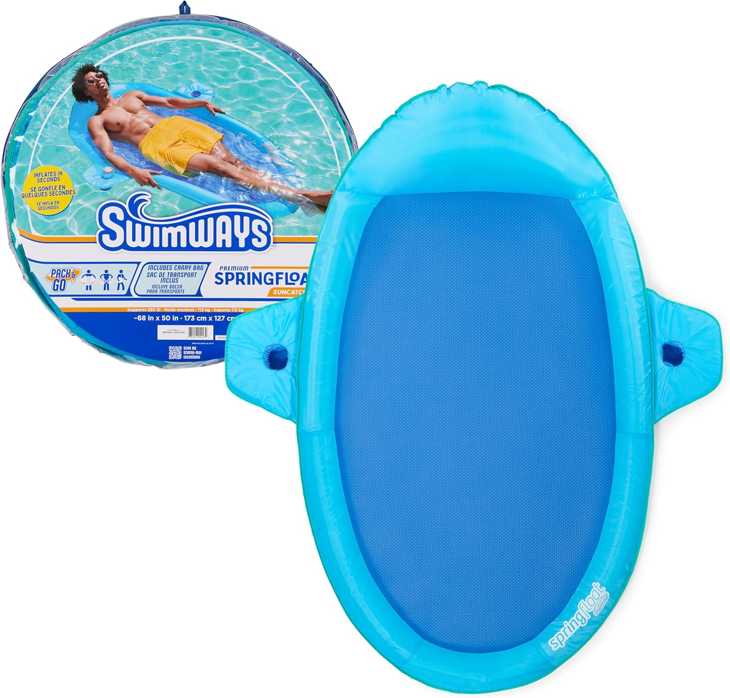 Amazon.com: SwimWays Spring Float Premium SunCatcher Pool Lounge Chair ...