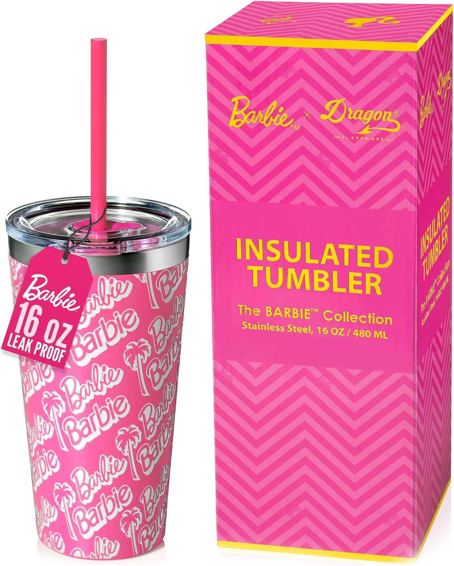 Amazon.com | Barbie Insulated Tumbler with Lid and Straw - Travel ...