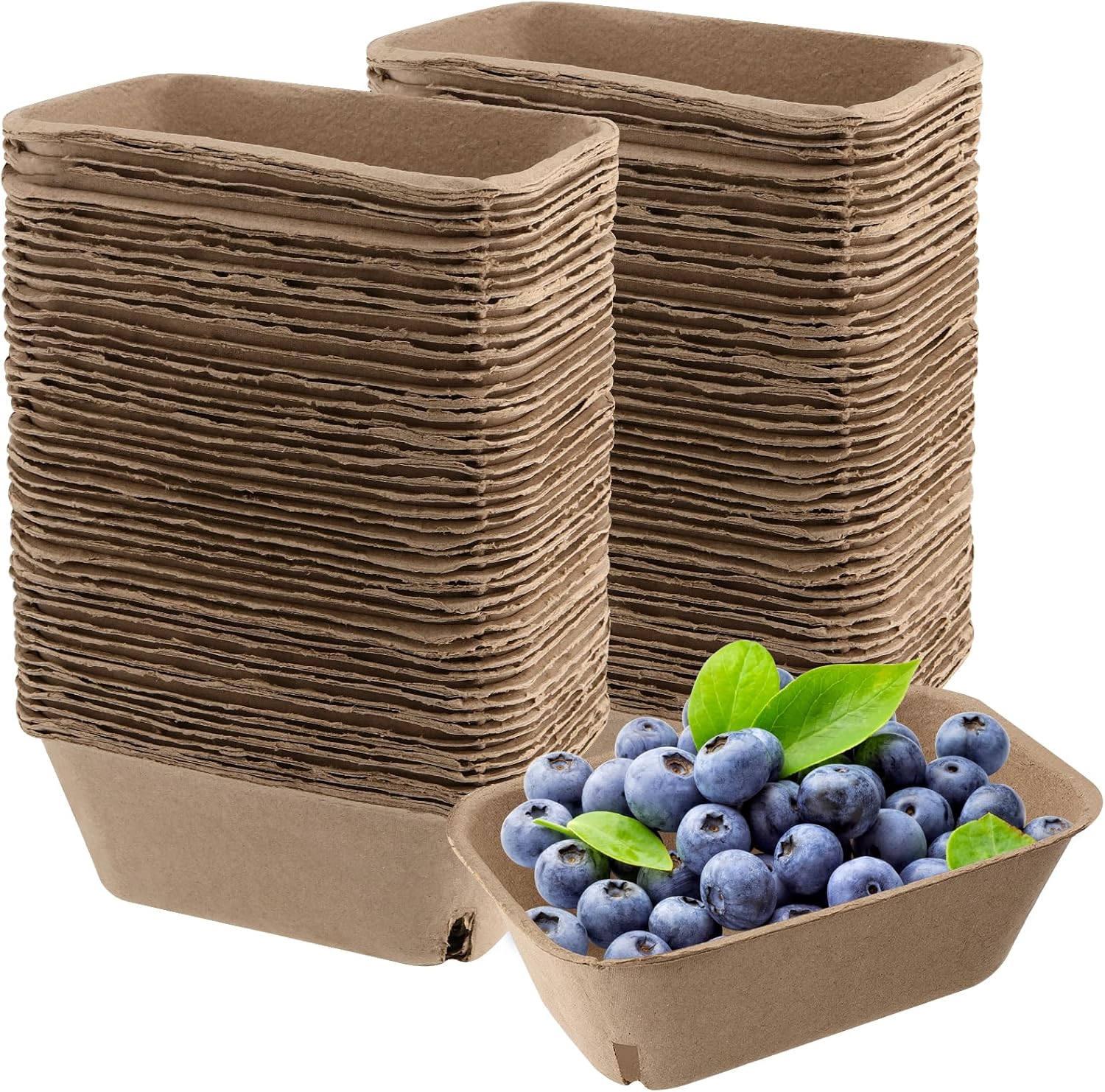Amazon.com: TAICHEUT 100 Pack Natural Pulp Fiber Berry Basket, Bulk ...