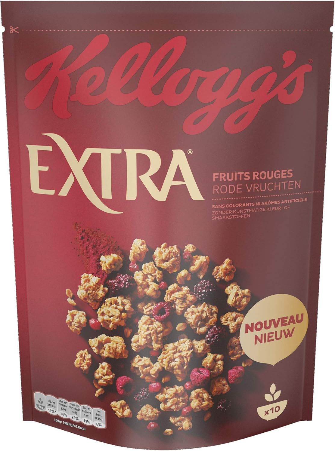 Kellogg's Extra aux 4 Fruits Rouges 450 g : Amazon.fr: Epicerie
