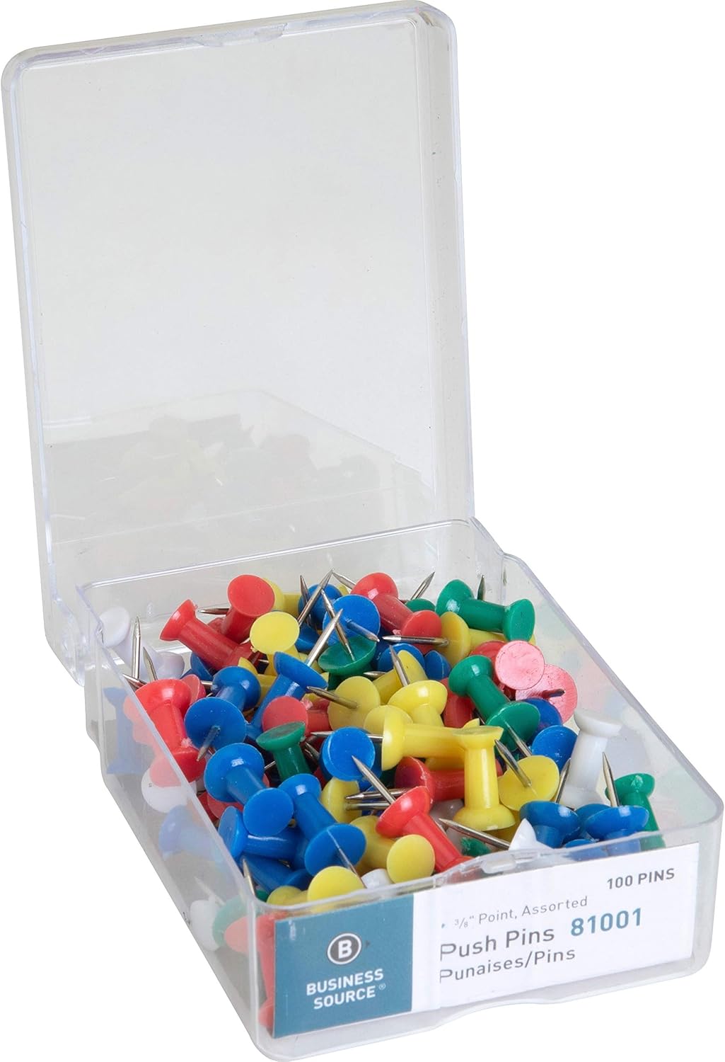 Amazon.com: Assorted Color Push Pins, 100 / Box, Sharp Steel Point, 1/2 ...