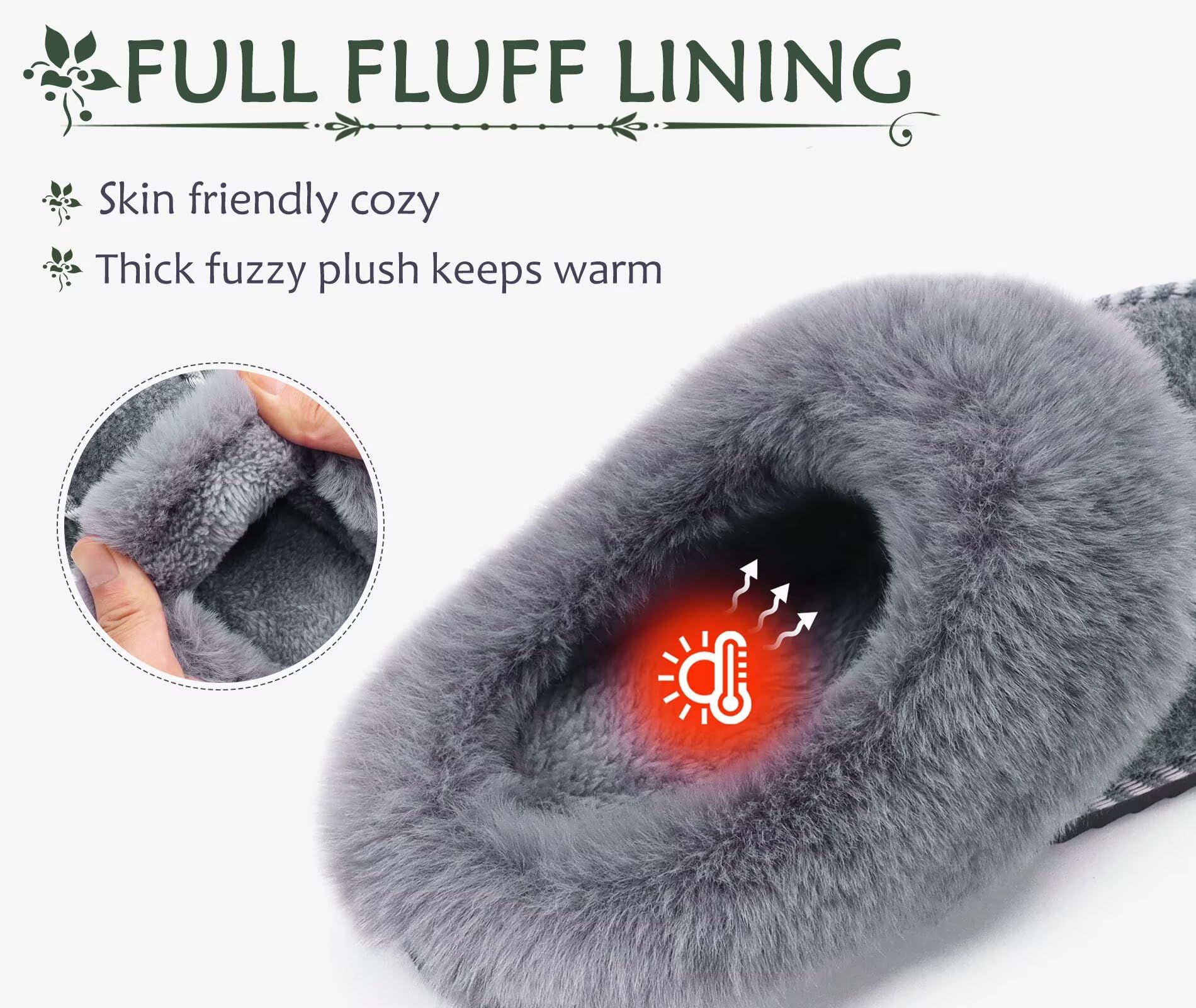 Snapklik.com : Womens Cozy Fluff Plush Slippers Comfy House Winter Grey ...
