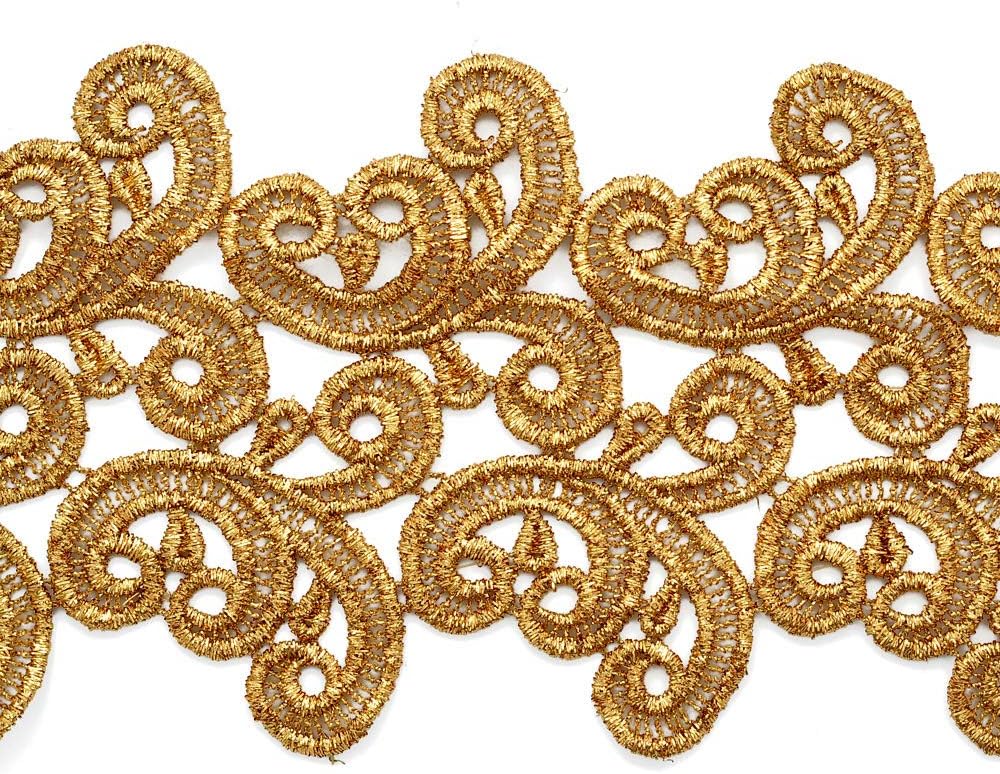 Amazon.com: 4-3/8 Inch Metallic Craft lace Trim for Bridal, Costume or ...