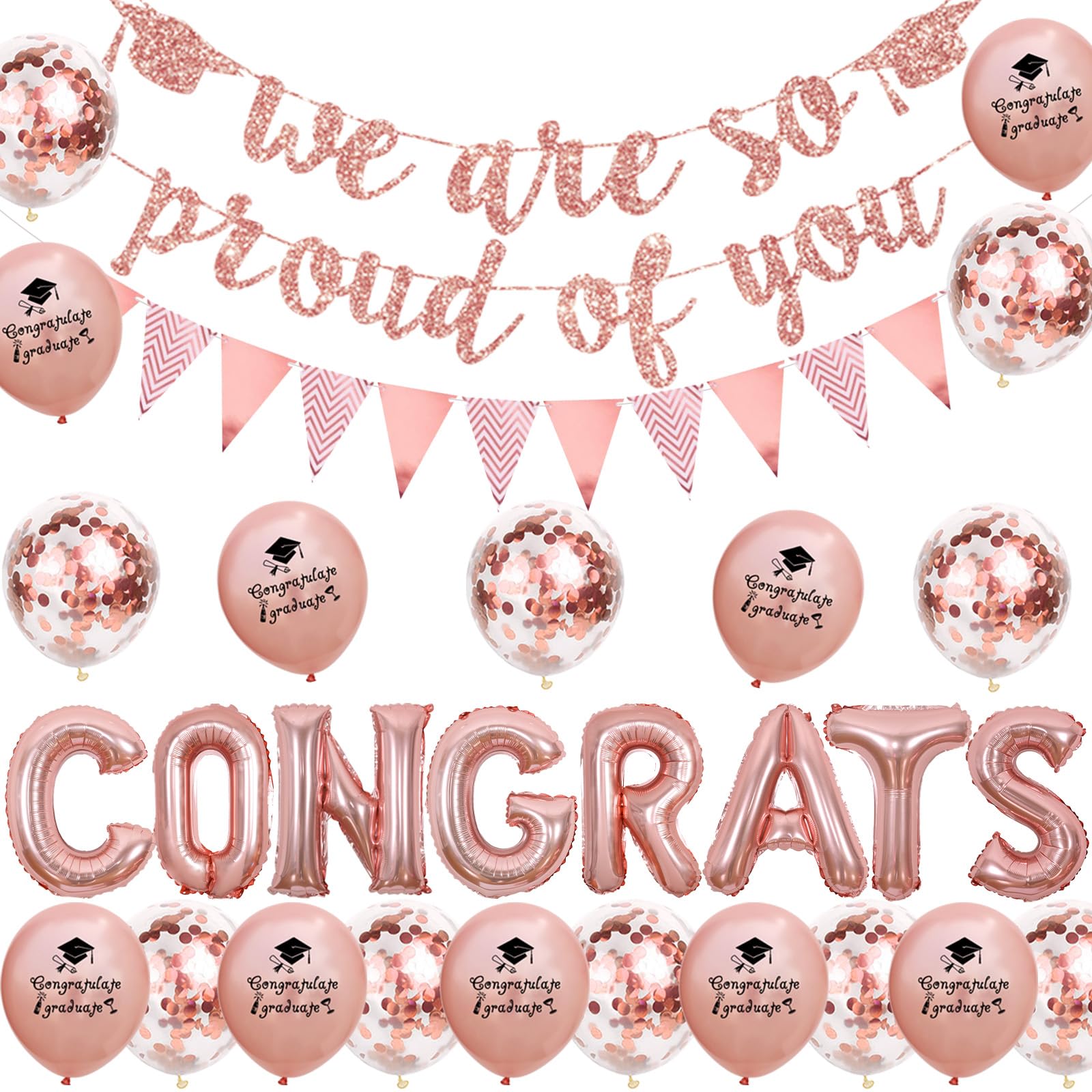 Funmemoir Rose Gold Graduation Party Decorations 2024 Include We Are So ...