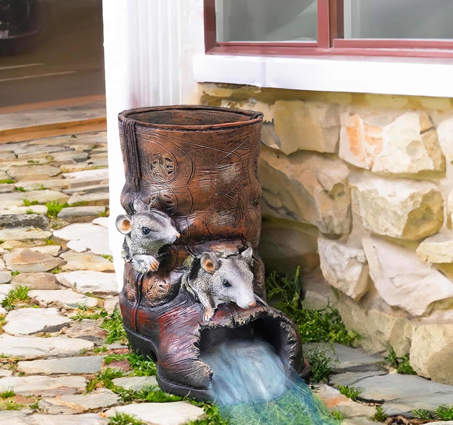 Amazon.com: Teaeeno Boots Mouse Decor Statues Gutter Downspout ...