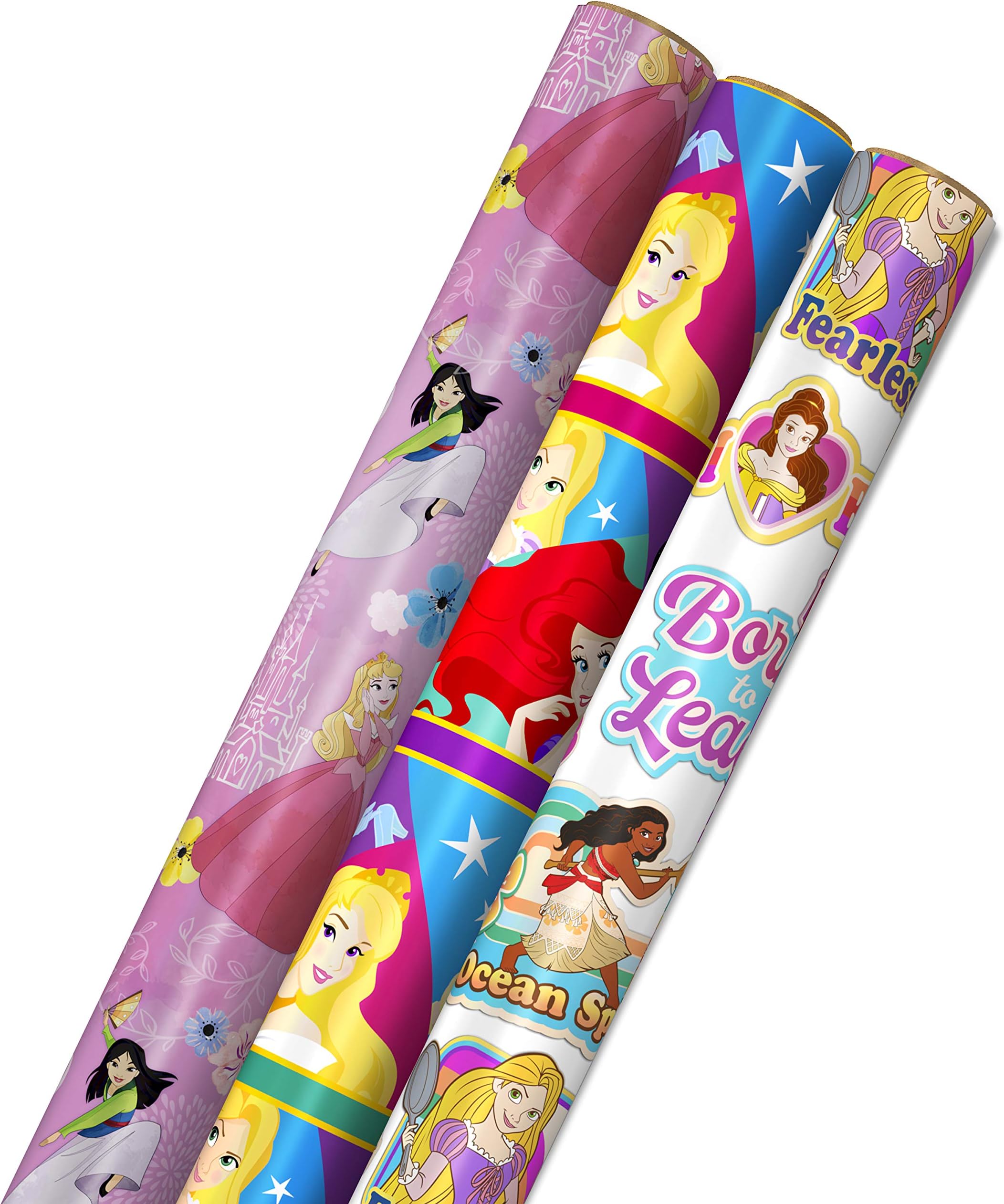 Amazon.com: Hallmark Disney Princess Wrapping Paper with Cut Lines ...