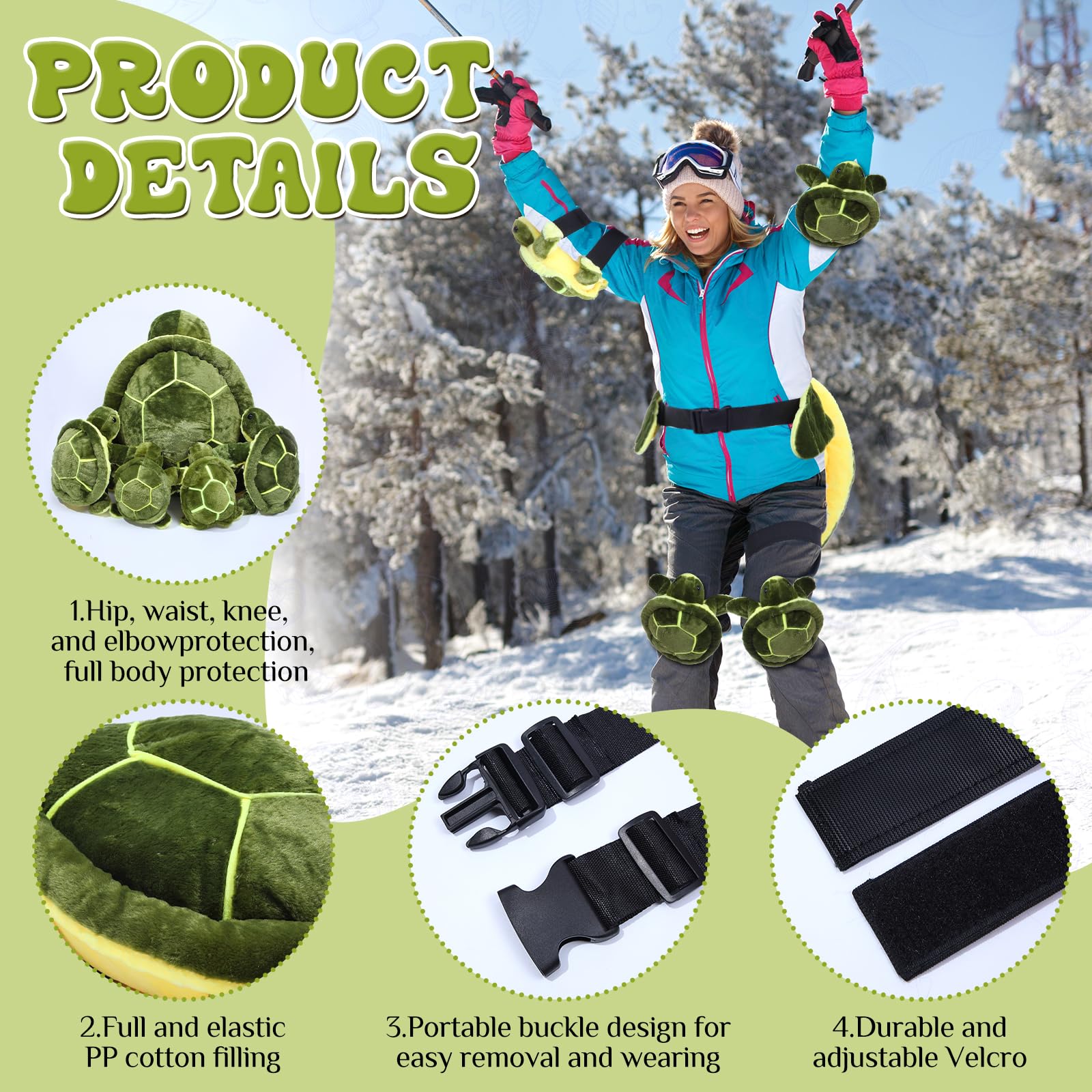 Shappy 5 Pcs Turtle Butt Pads for Snowboarding 28 Inch Cute Waterproof ...