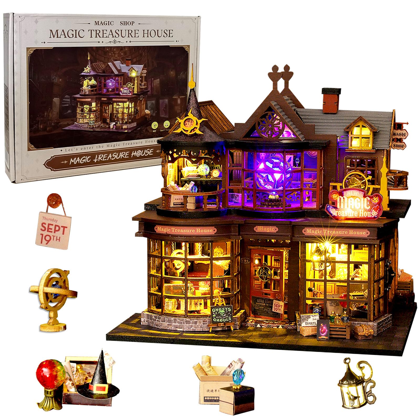 Amazon.com: OurMiao DIY Miniature House Kit Magic Treasure House, Mini ...