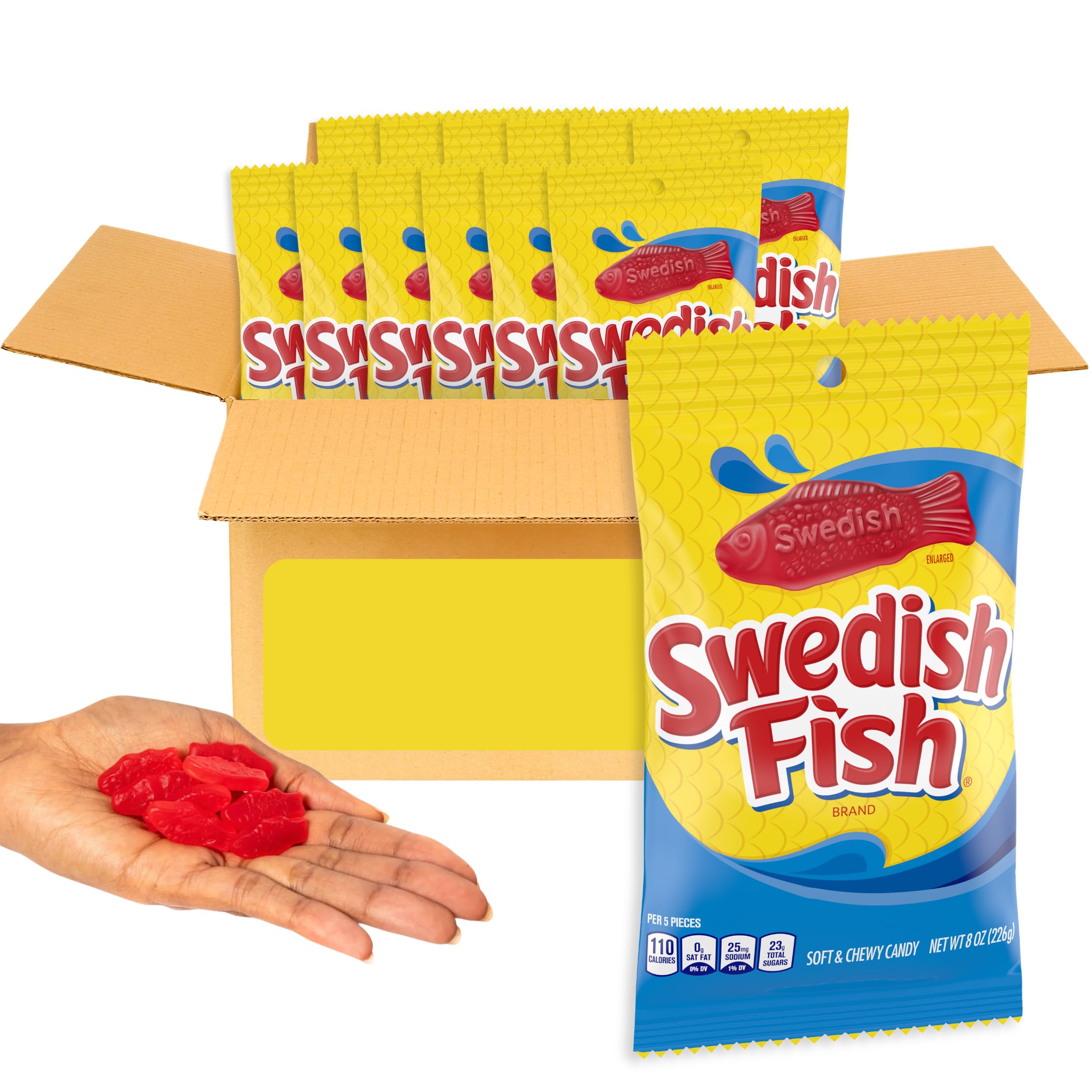 Amazon.com : Kidu Swedish Fish Soft & Chewy Candy 8 Ounce Bag - 12 Bags ...