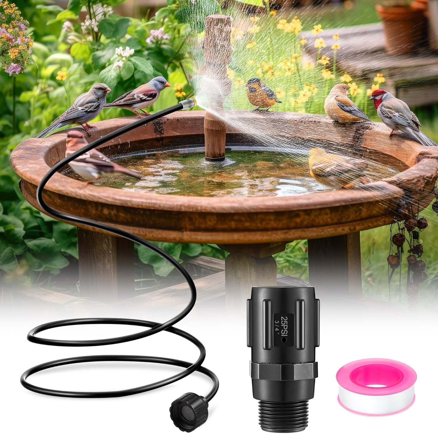 Amazon.com: 60 Inch Misting Hose for Garden, Bird Bath Mister with 0 ...