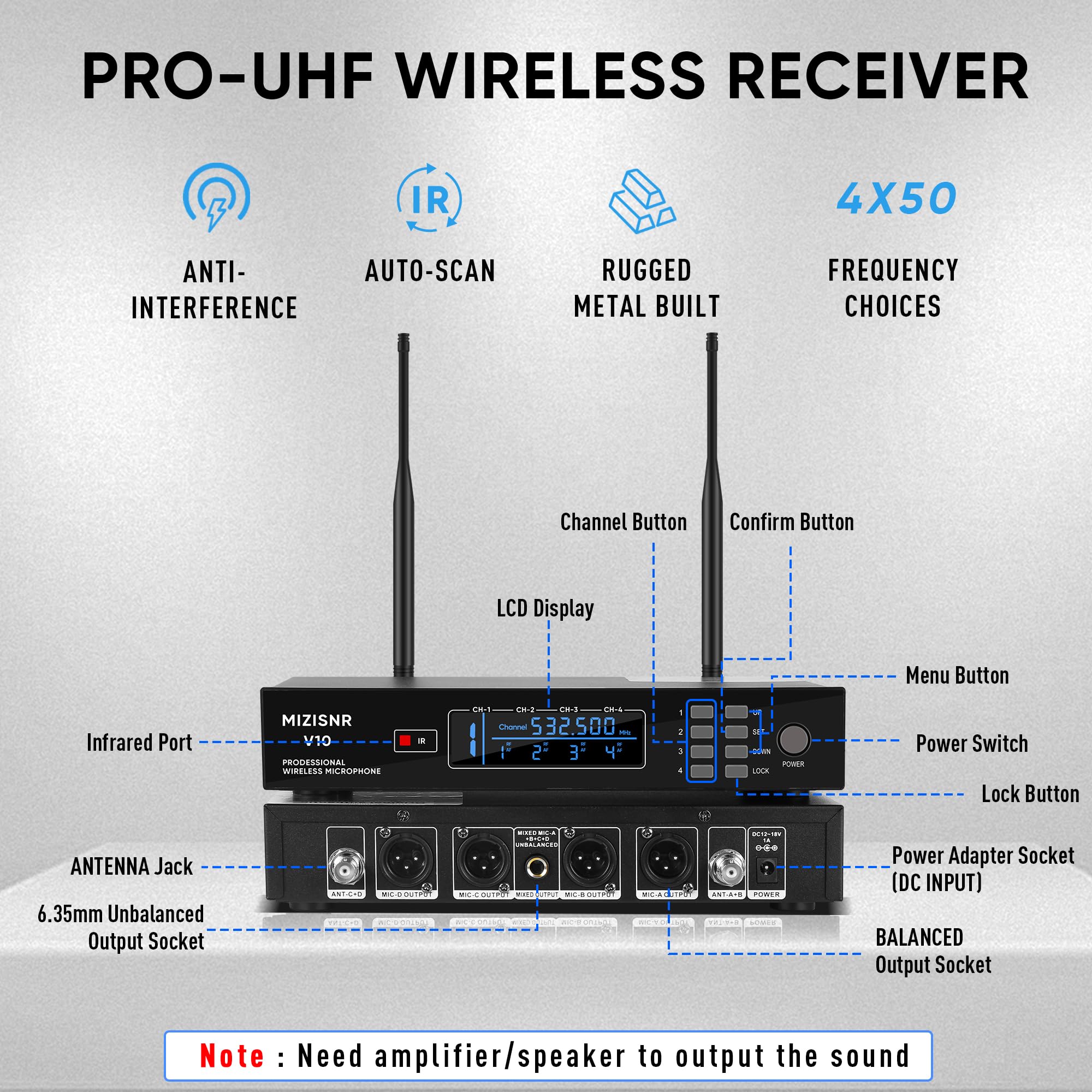 Snapklik.com : MIZISNR 4 Channel Wireless Microphone System ...