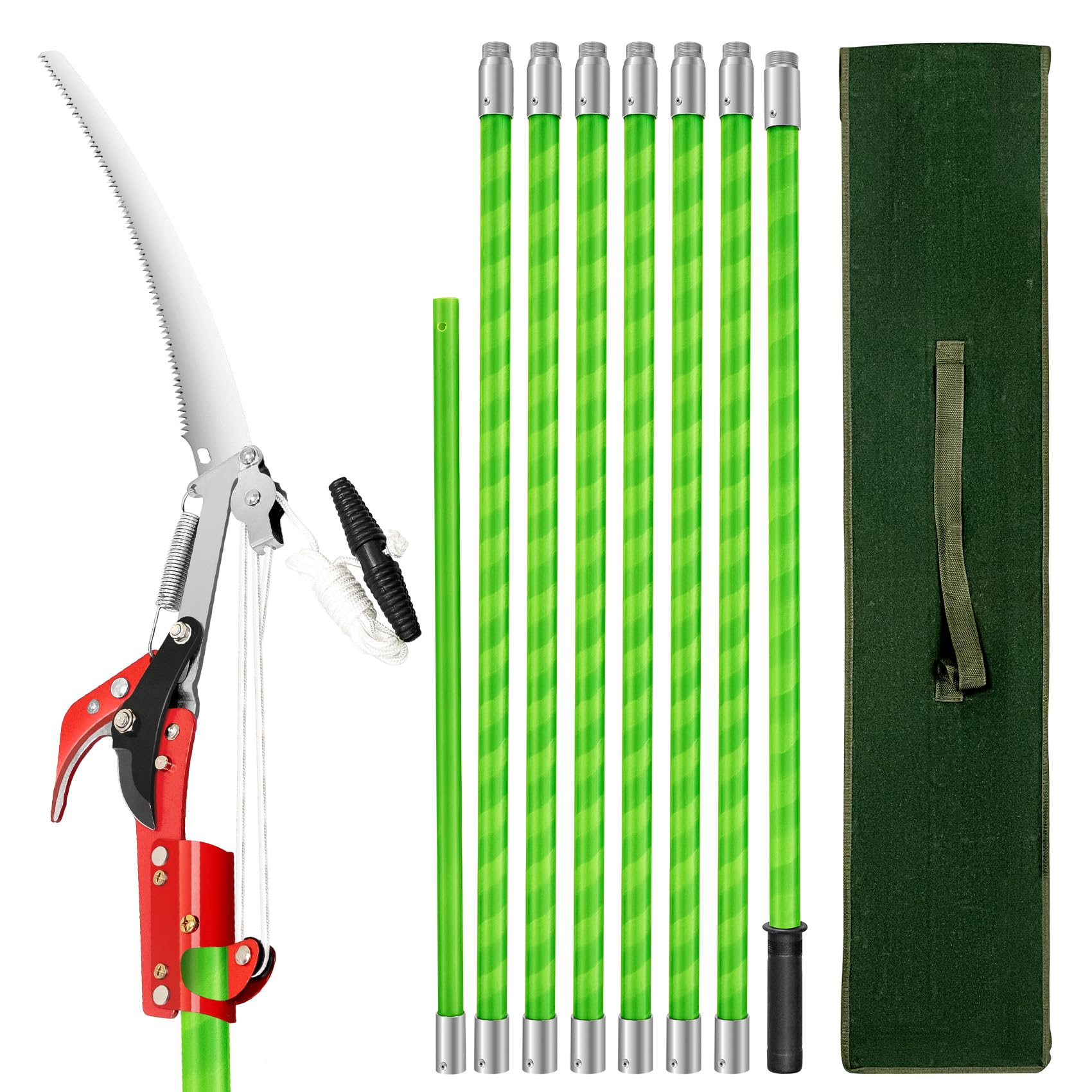 TMEE Tree Pruner Pole Saw For Tree Trimming, 6.5-27FT Extendable Manual ...