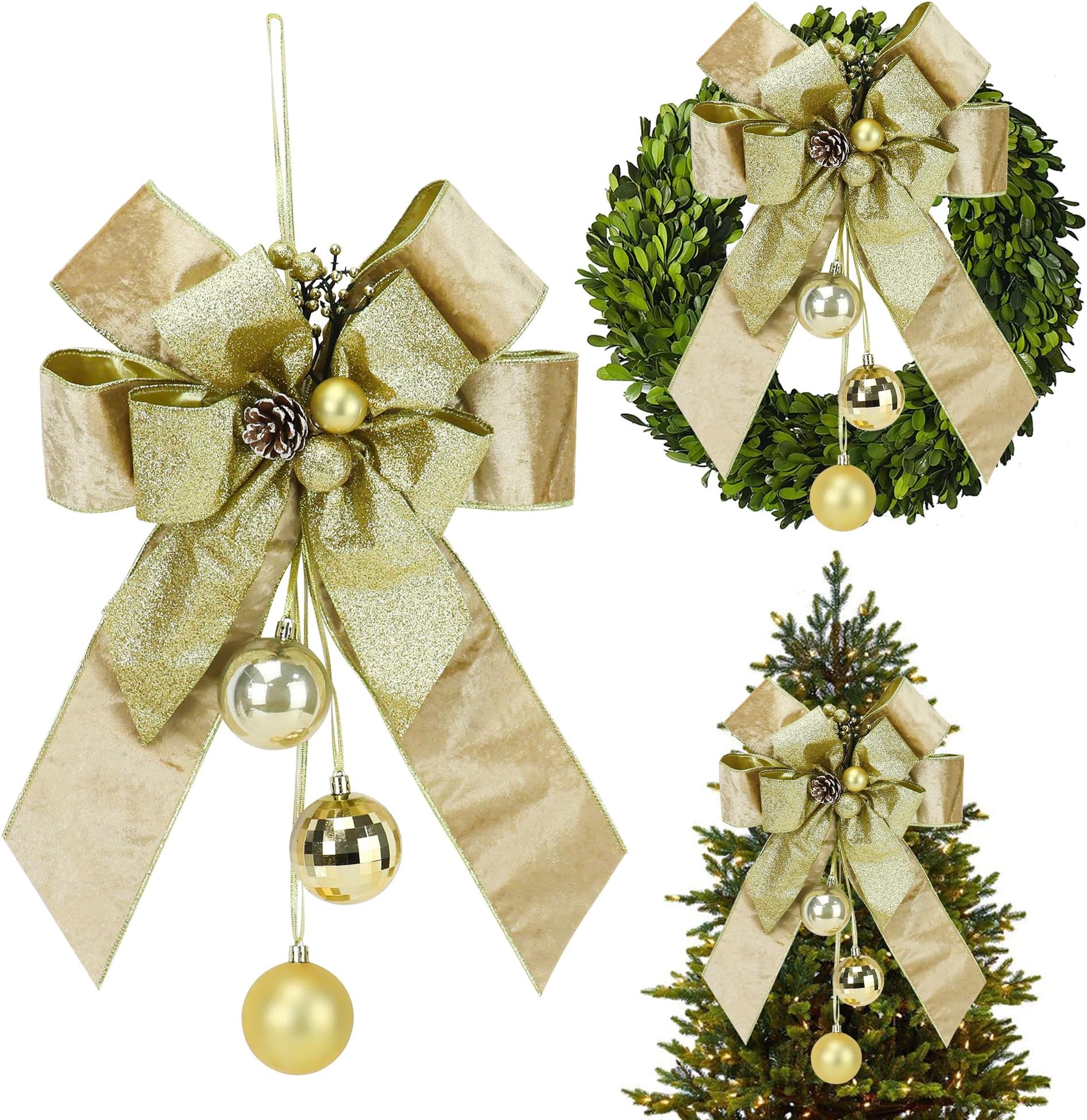 Amazon.com: Christmas Tree Topper,Christmas Tree Bow Topper 14 x 24 ...