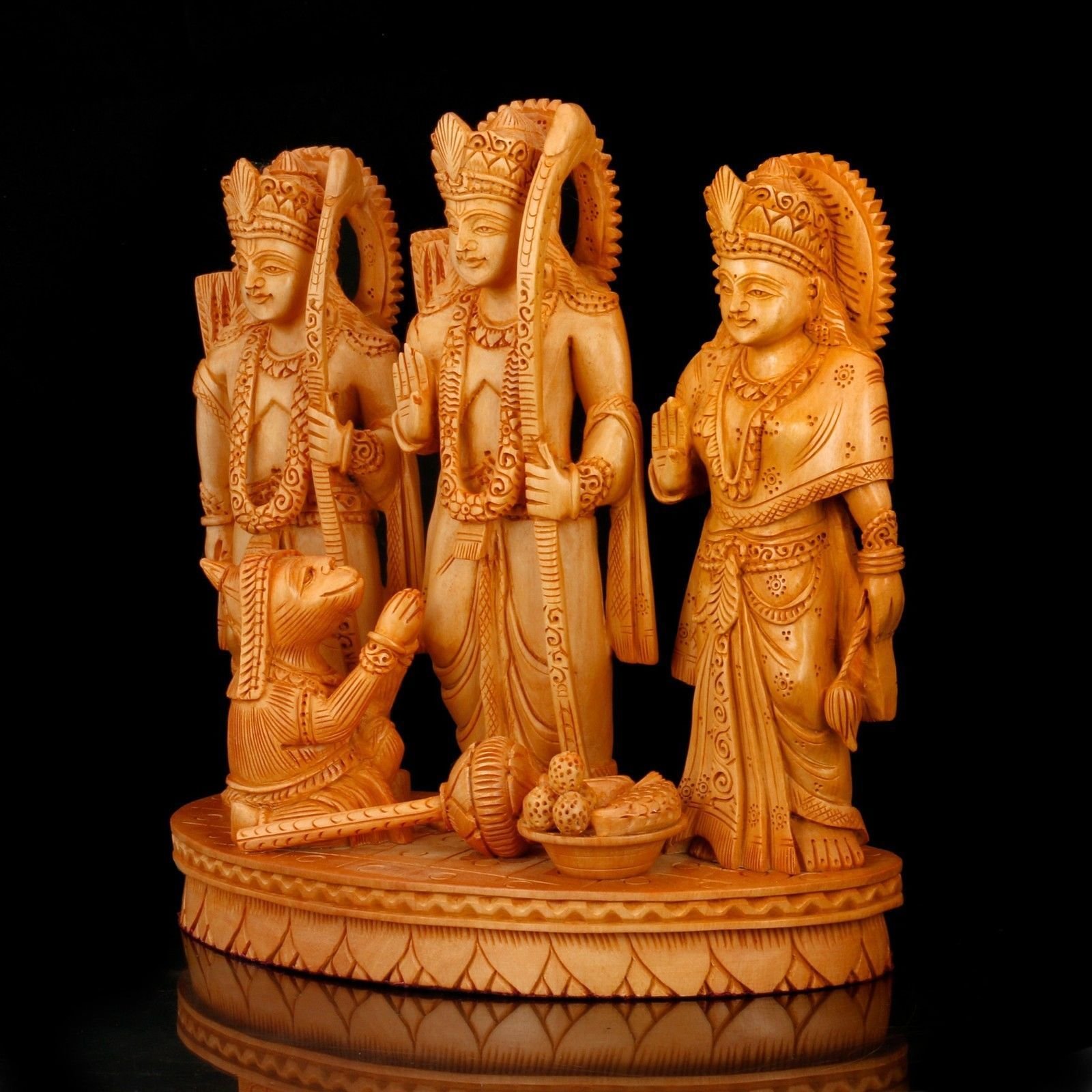 Buy CraftVatika Wooden Ram Darbar Idol Sita Laxman Hanuman Religious ...
