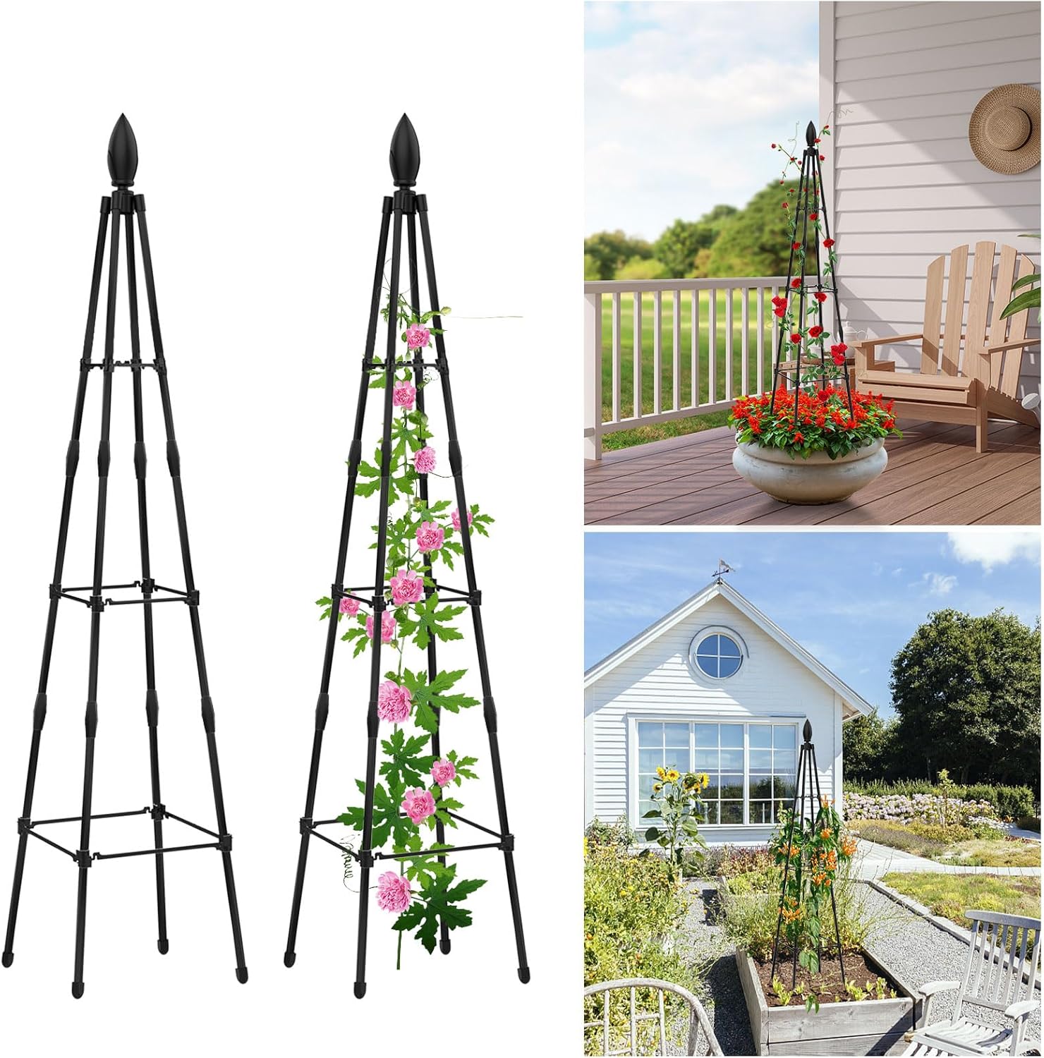 Amazon.com : Garden Obelisk Trellis for Climbing Plants, 4ft Garden ...