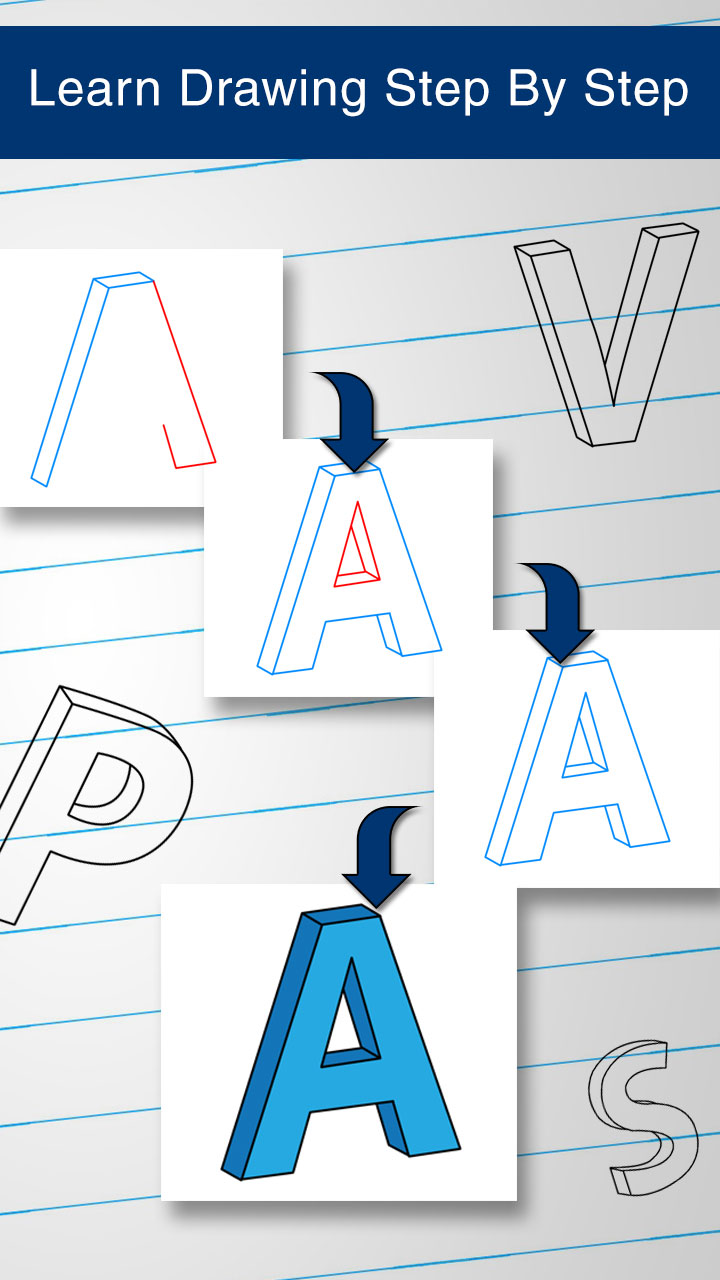 How to Draw 3D Alphabet Letter - App on Amazon Appstore