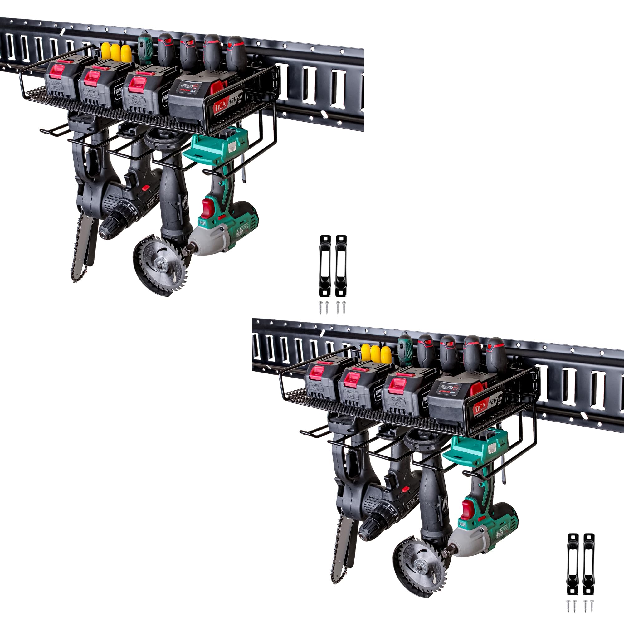 E-Track Power Tool Organizer, 2 Pack Heavy Duty Two Layer Metal Tool ...