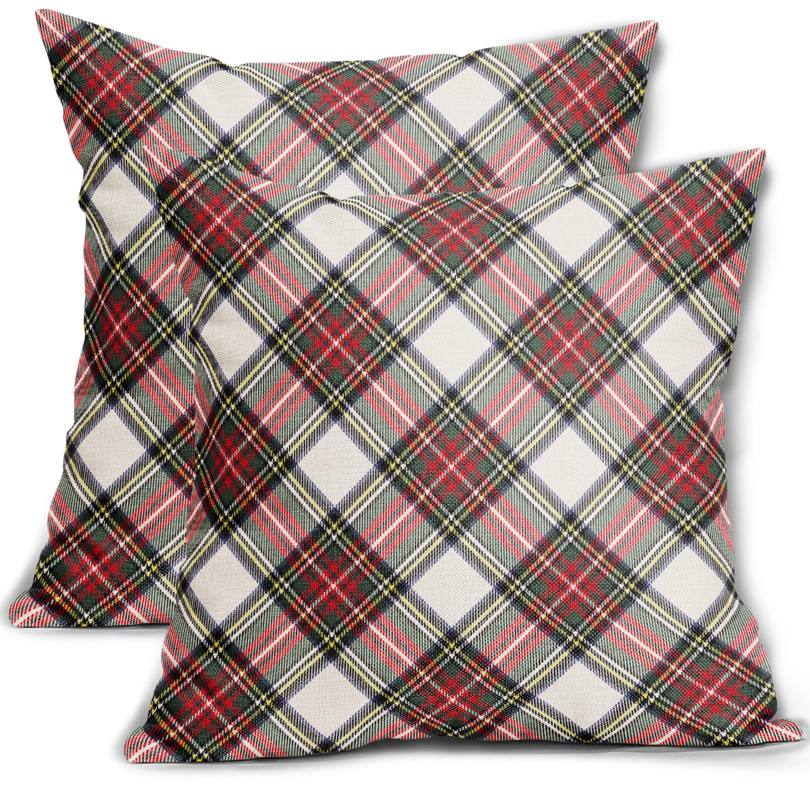 Amazon.com: Christmas Plaid Pillow Covers 18x18 Set of 2 Rustic Red ...