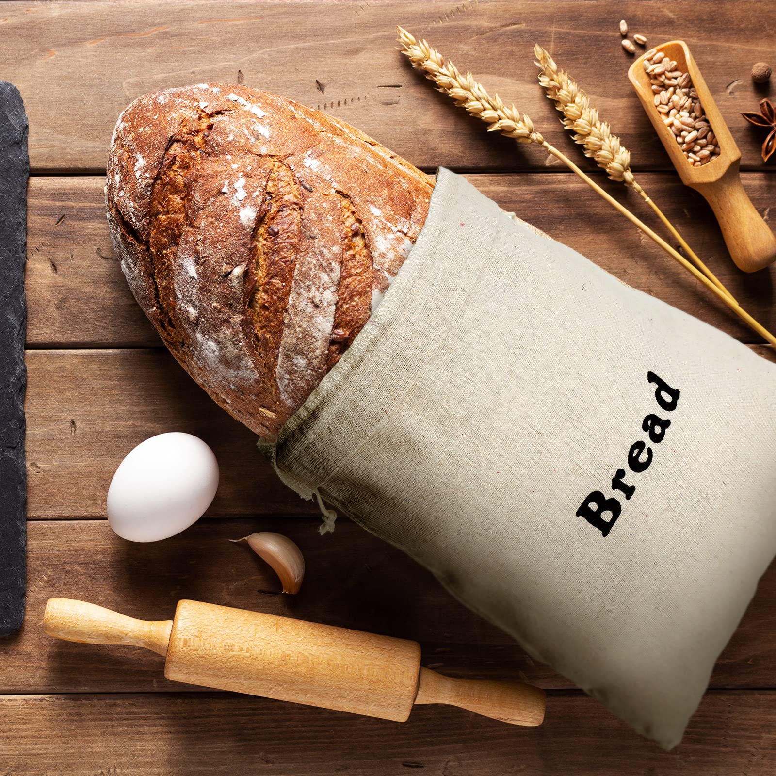 Snapklik.com : Linen Bread Bags Burlap Reusable Drawstring Bread Bags ...